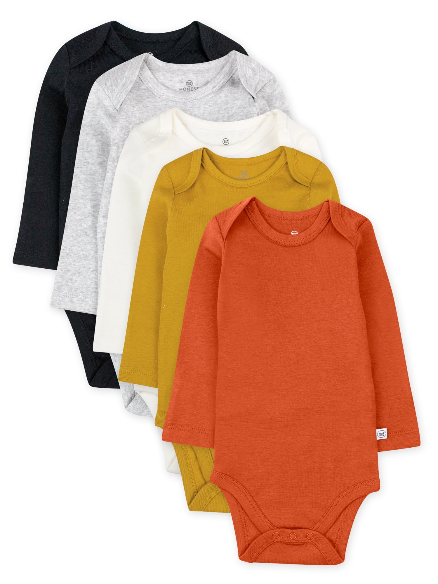 Honest Baby Clothing Organic Cotton Baby Long Sleeve Bodysuits, 5-Pack ...
