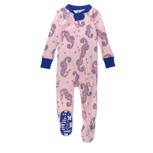 Honest Baby Clothing Organic Cotton Boy/Girl Long Sleeve Snug-Fit Footed Pajamas (12 - 24 Months ...