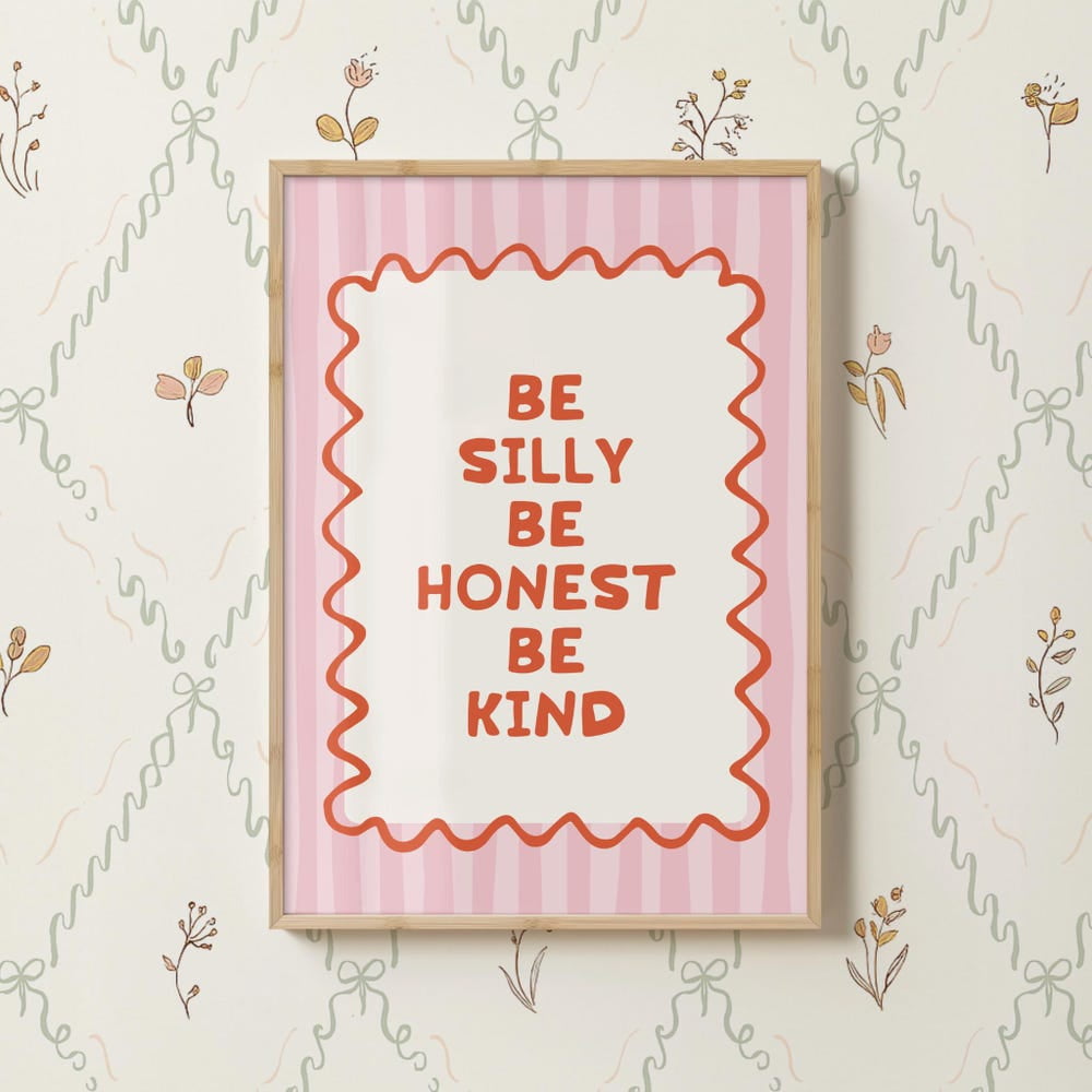 Be Be Honest Be Kind Pink Retro Print Digital, Retro Room Decor ...