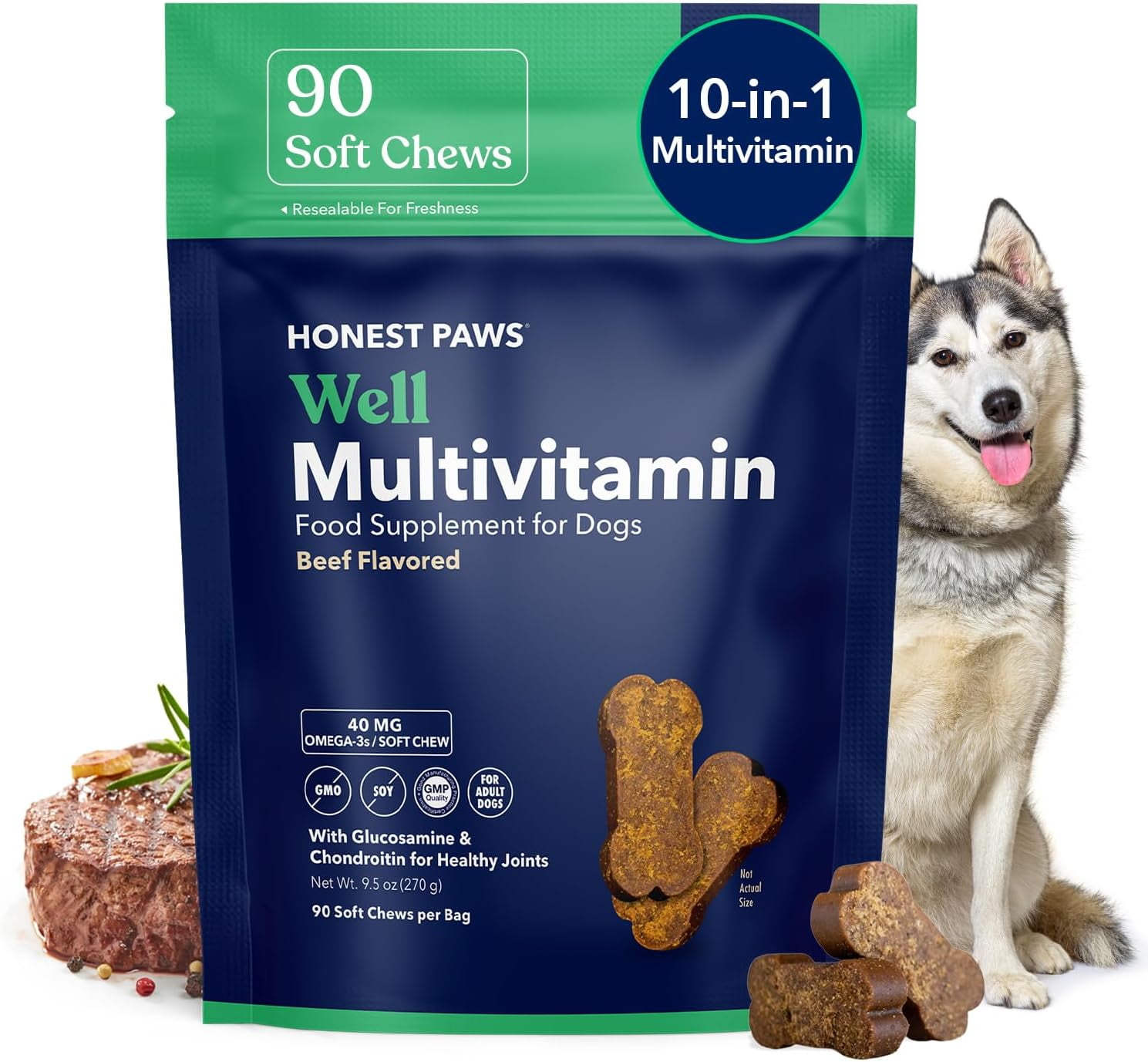 Honest Paws Dog Multivitamin for Joints, Digestion, Immune Support ...