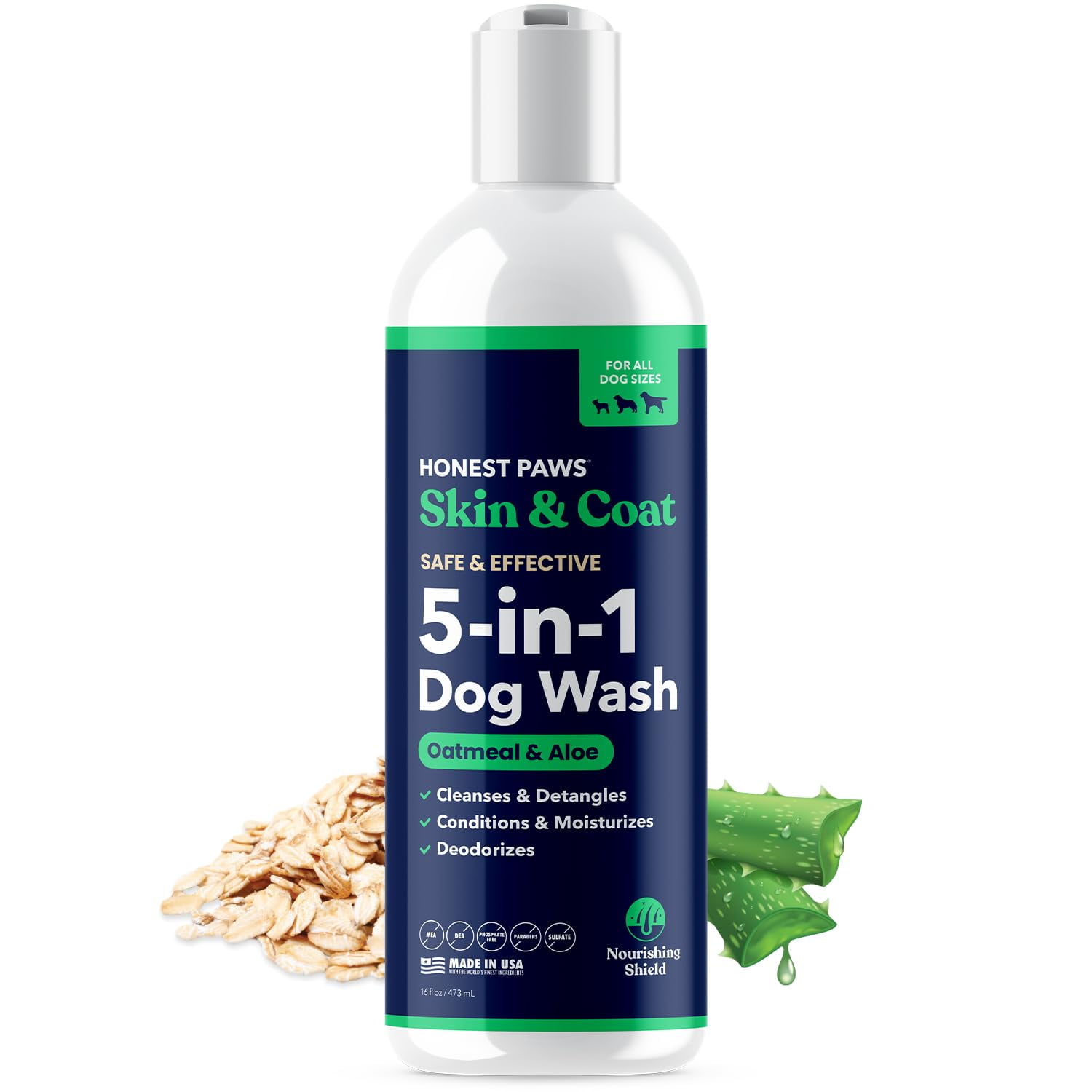 Honest Paws Dog Shampoo Plus Conditioner, 5-in-1 Dog Wash, 16 oz ...