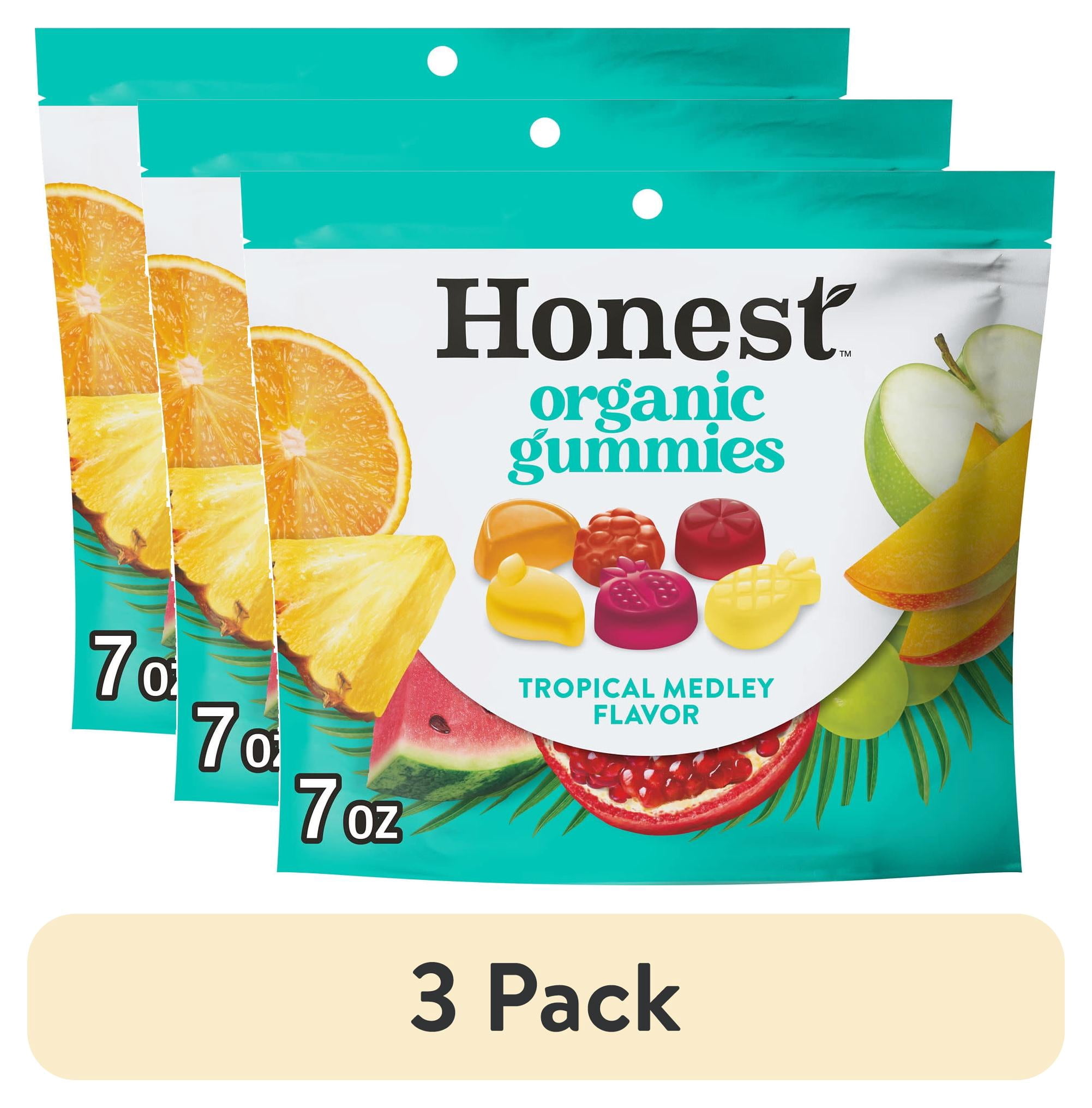 (3 pack) Honest Tropical Medley Flavored Organic Gummies, Bag 7 oz ...