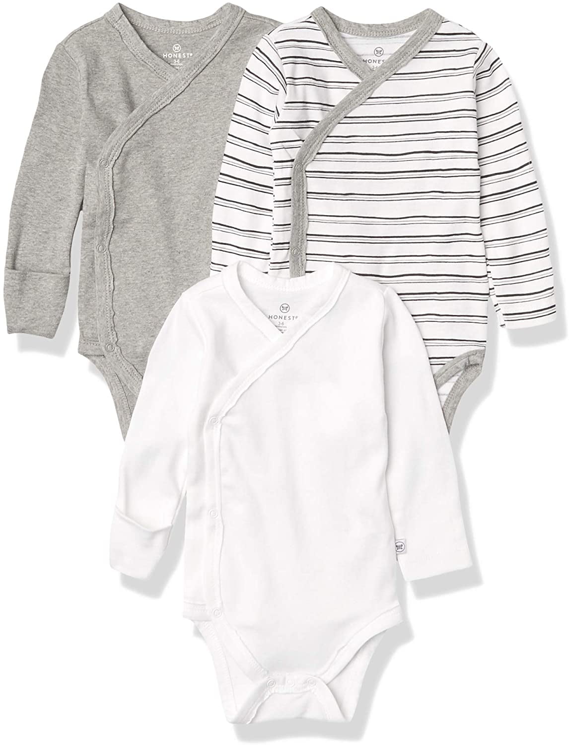HonestBaby Baby 3-Pack Organic Cotton Long Sleeve Side-snap Kimono ...