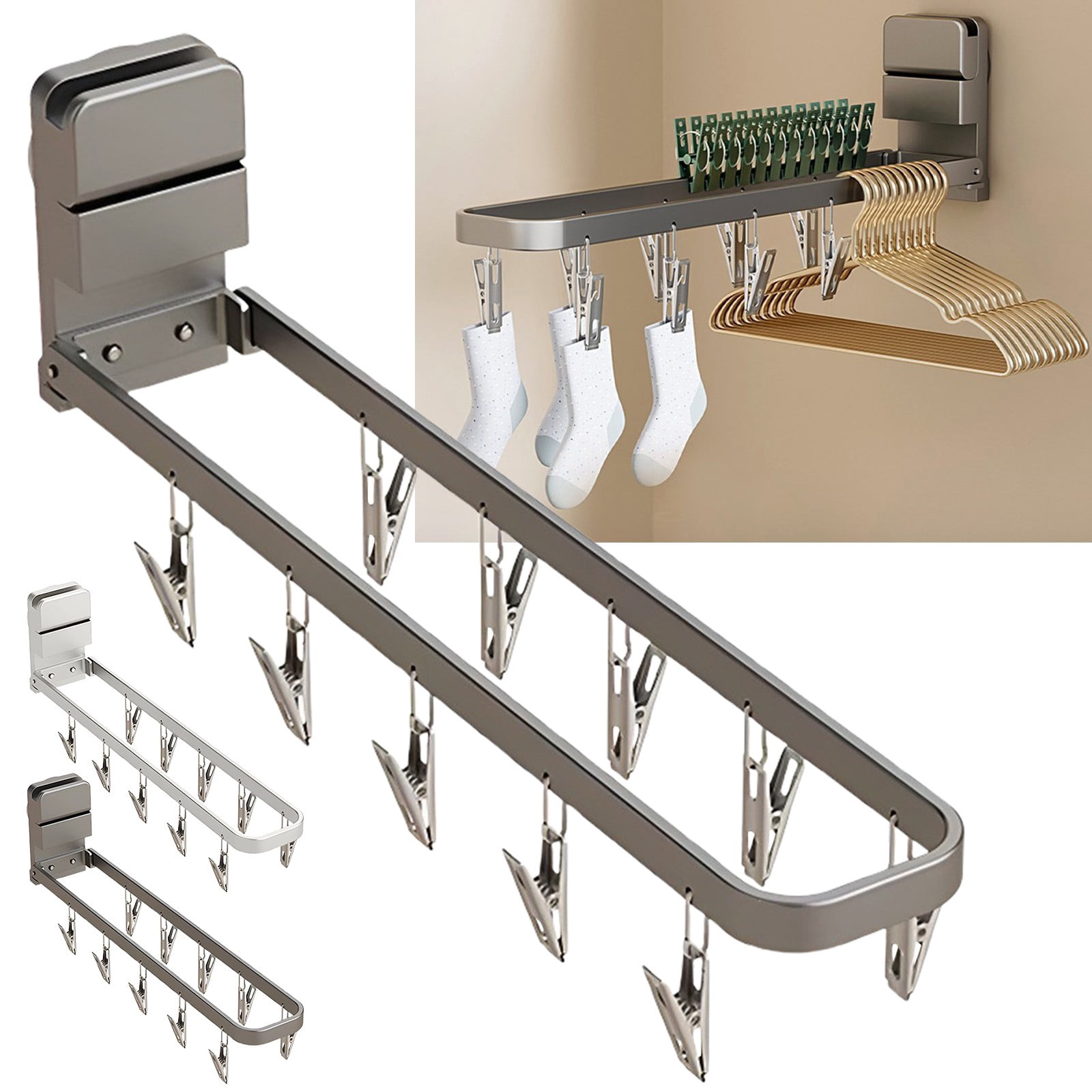 HonestMatter Clothes Drying Rack, 10-Clip Hangers with Clips for Socks ...