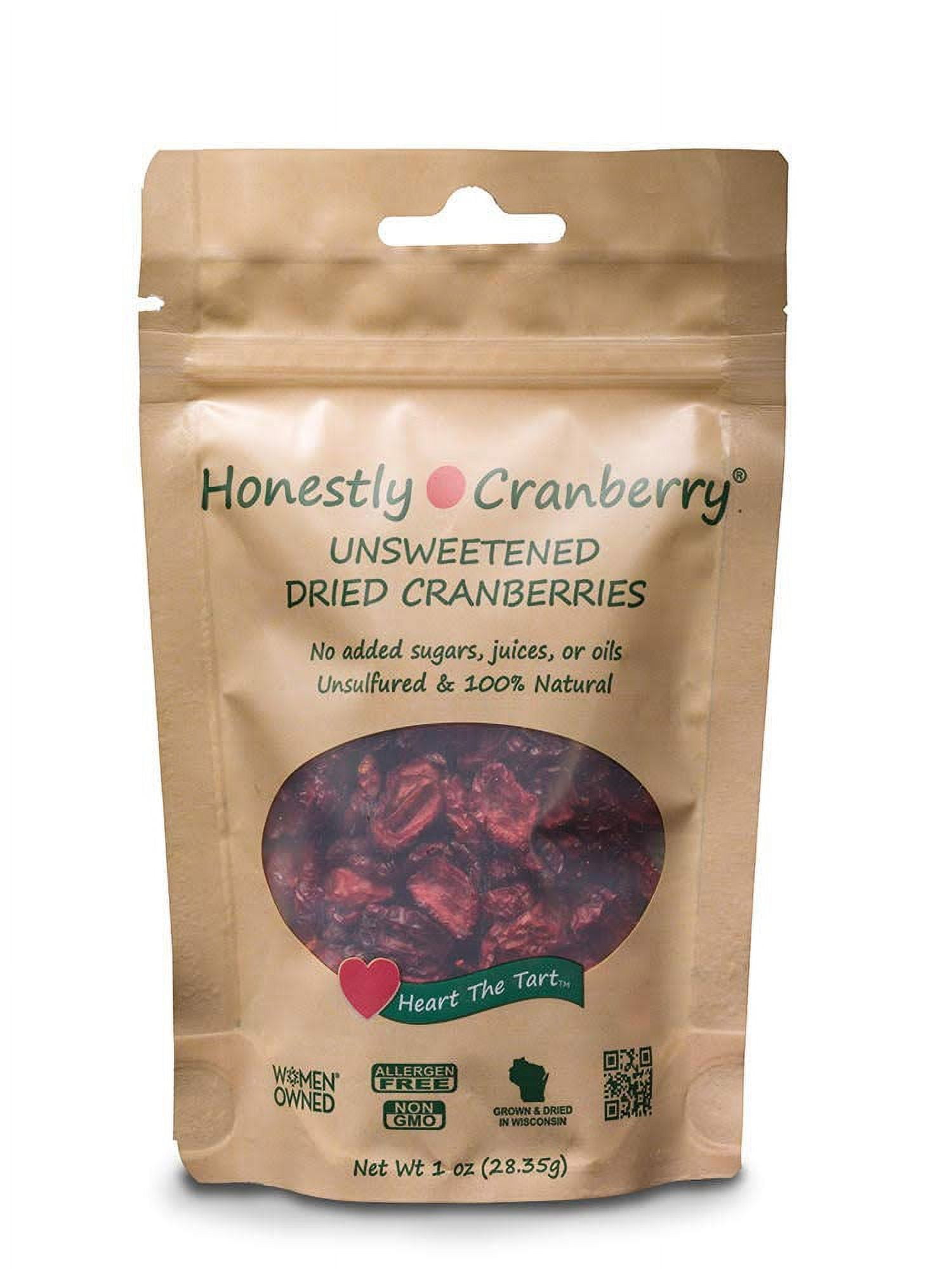 Honestly Cranberry Dried Cranberries Unsweetened -- 1 oz Pack of 2 ...