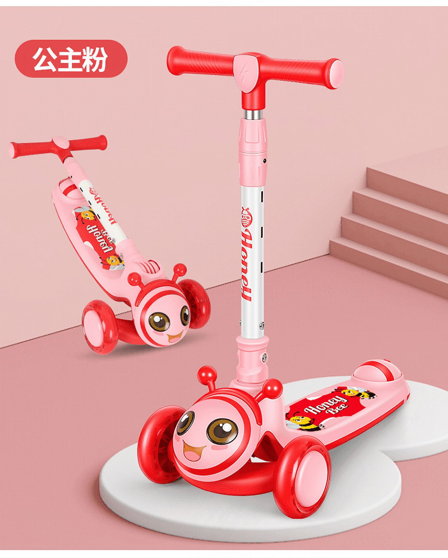 Honey BEE Kids Kick Scooter Deluxe Folding Adjustable With 3 LED Wheel ...