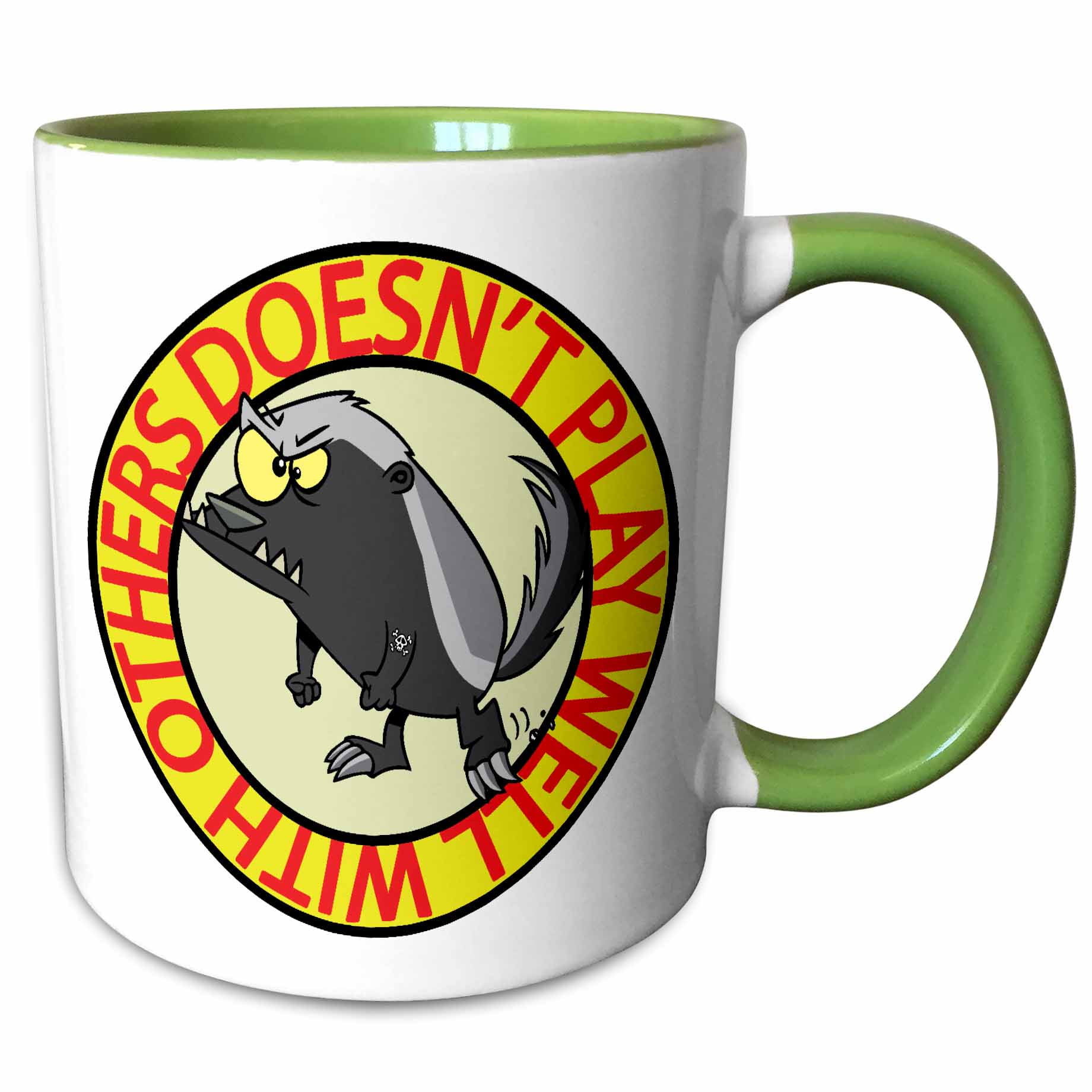 Honey Badger Doesnt Play Well With Others 01 11oz Two Tone Green Mug Mug 104210 7