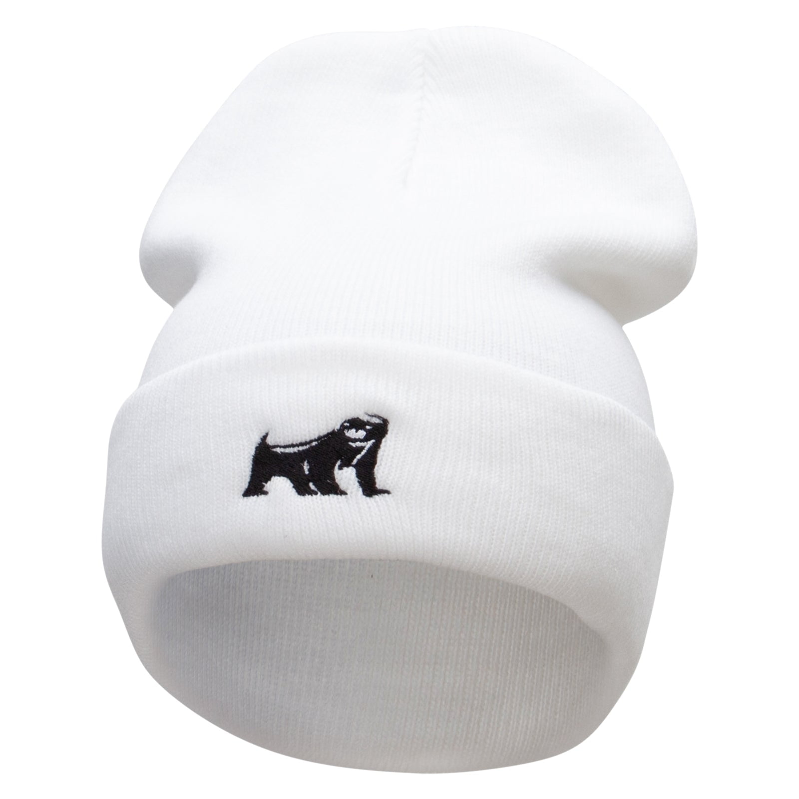 Honey Badger Embroidered 12 Inch Long Knitted Beanie - White OSFM ...