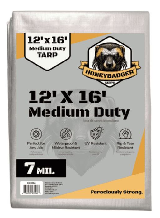 Honey Badger Medium Duty 12x16 Tarp - 7 mil thick, waterproof, UV ...