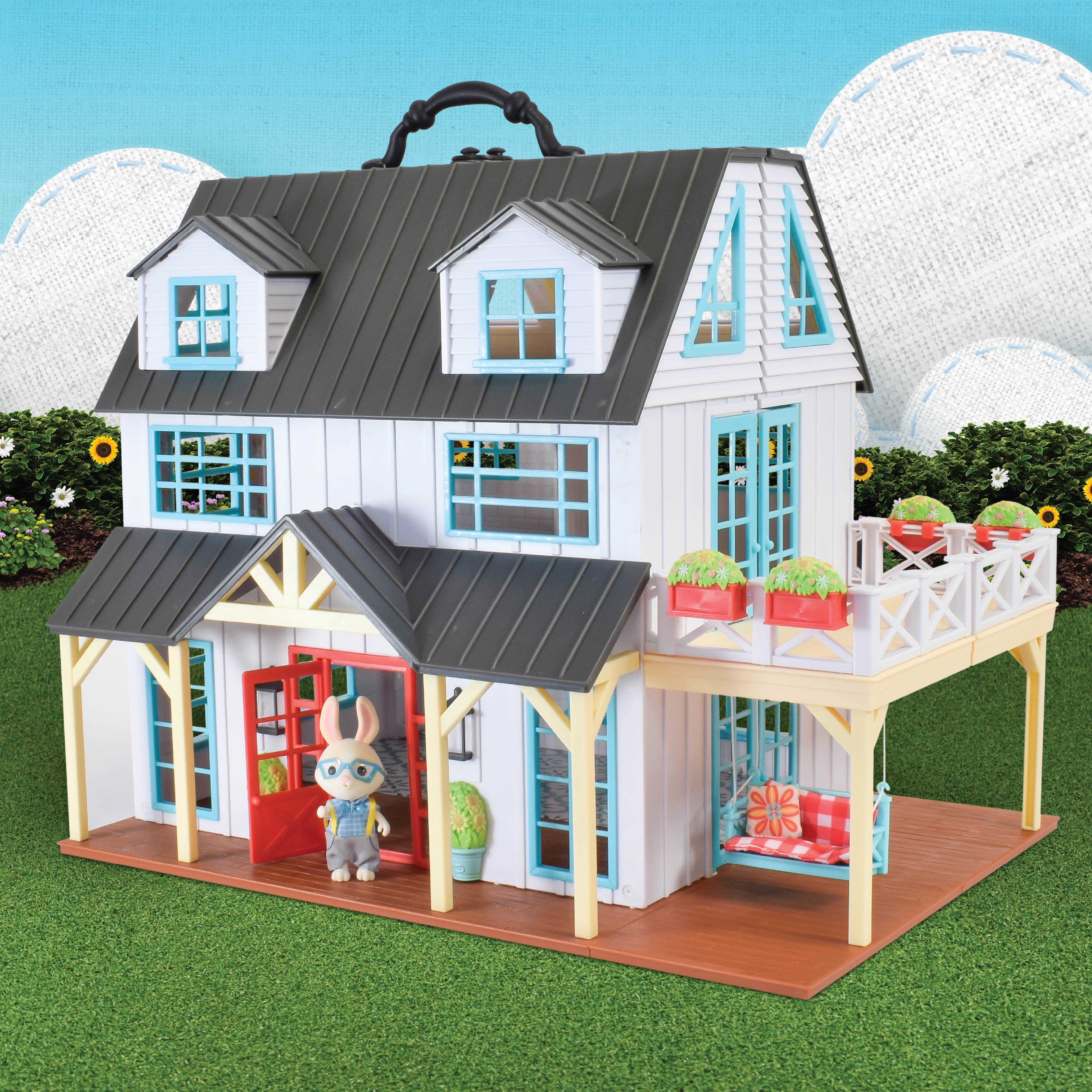 Honey Bee Acres Buzzby Farmhouse, Complete Playset with Miniature Doll ...