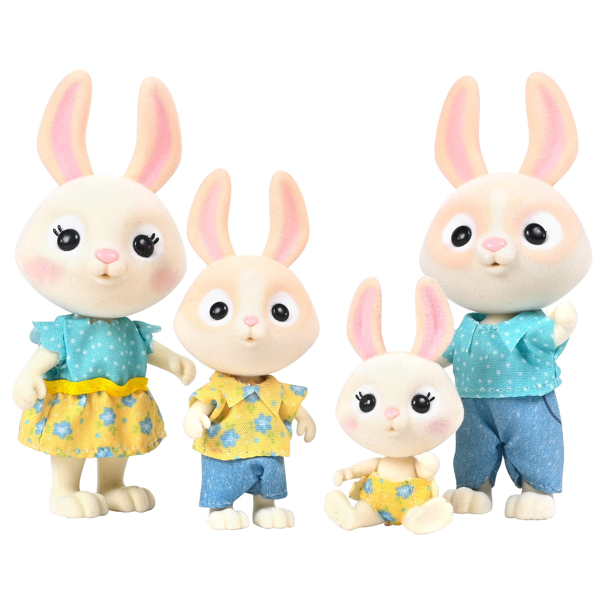 Honey Bee Acres The McScampers Rabbit Family, 4 Mini Flocked Doll Play ...