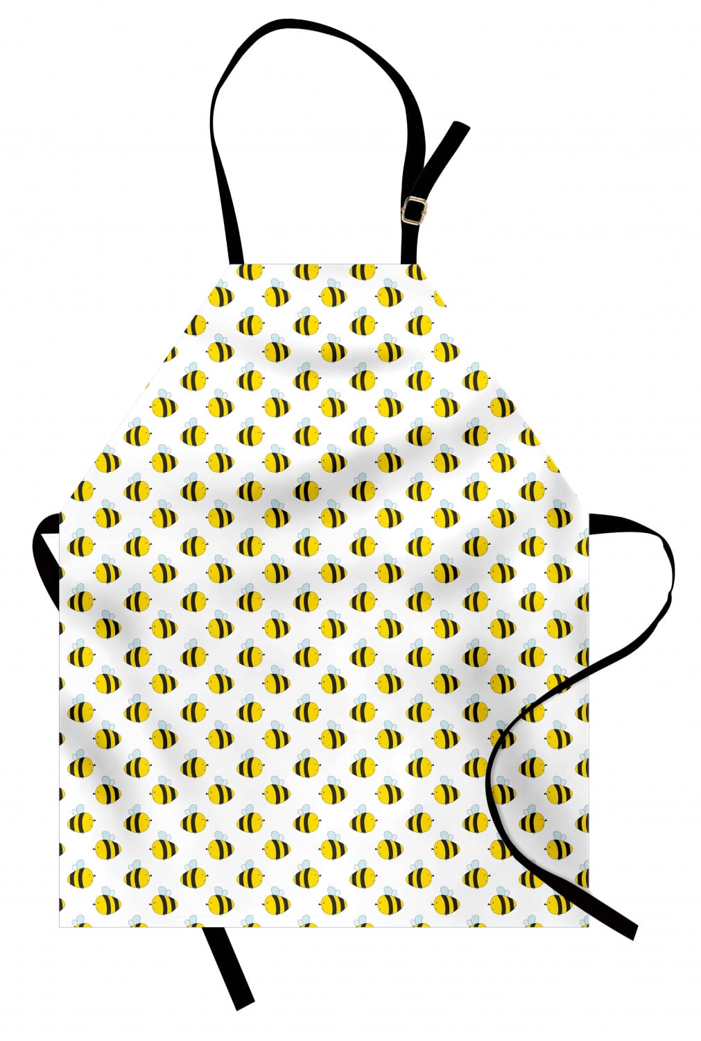 Honey Bee Apron, Graphical Flying Creatures Scattered on a Plain Back ...