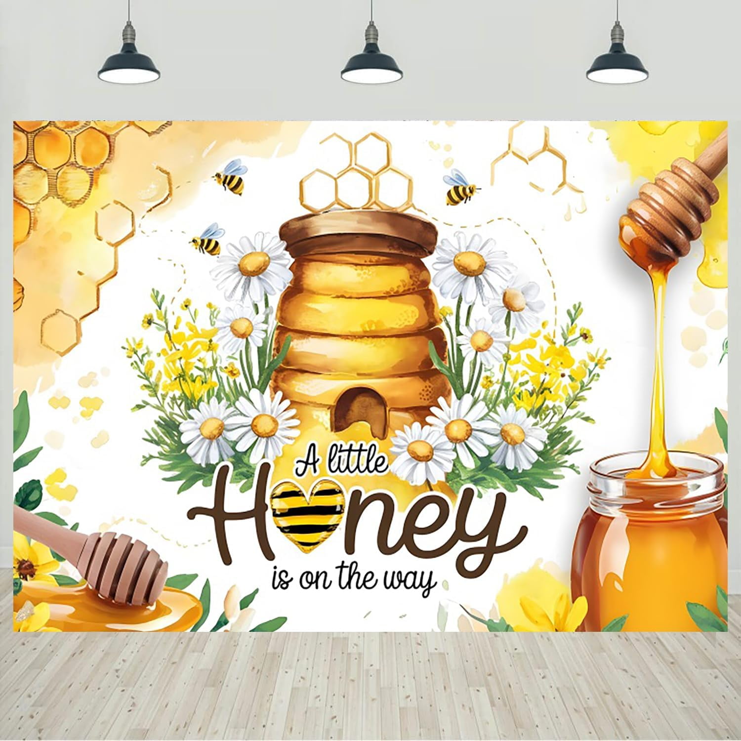Honey Bee Baby Shower Backdrop A Little Honey is on The Way Baby Shower ...