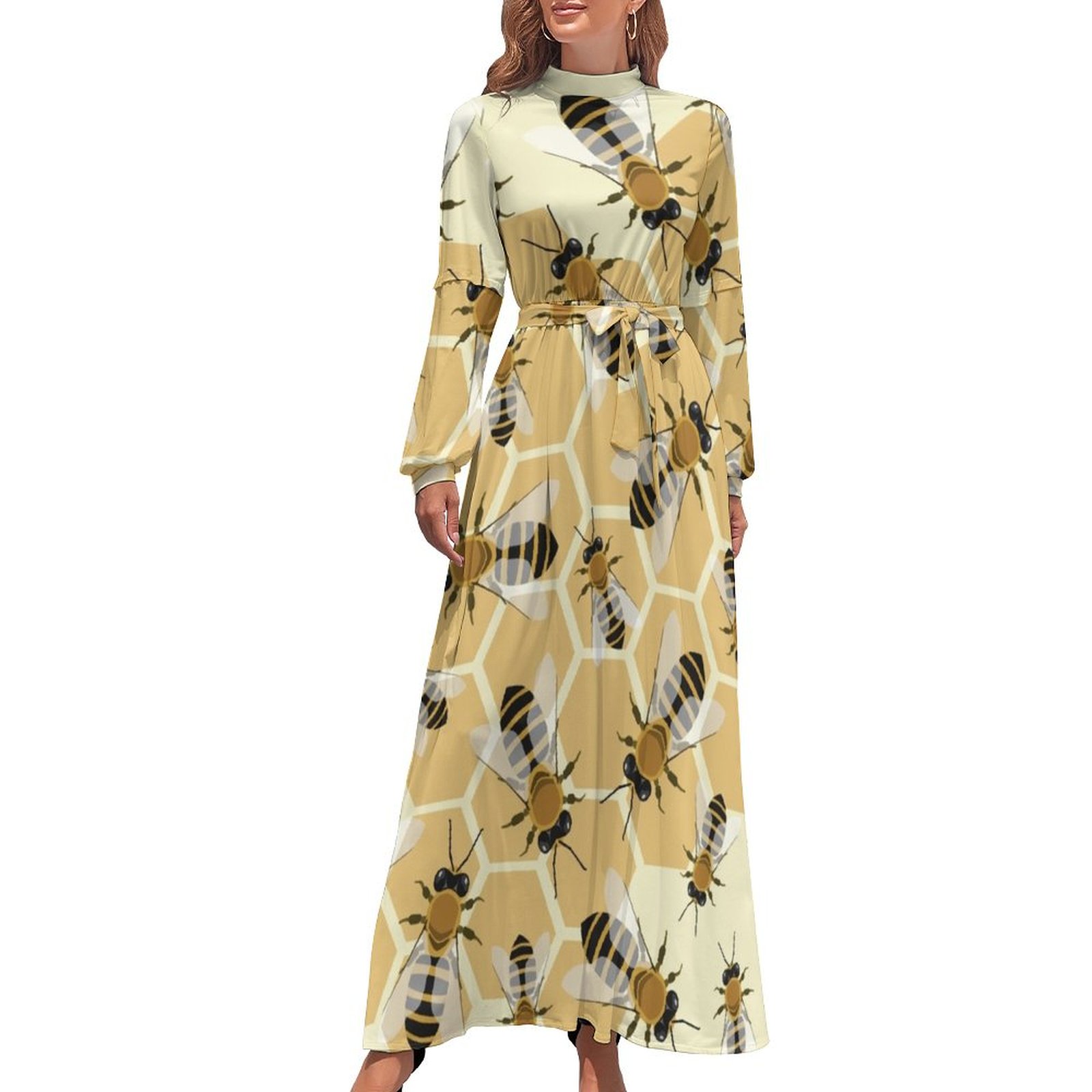 Honey Bee Bee Honeycomb Pattern Long Dress dress for women women's ...