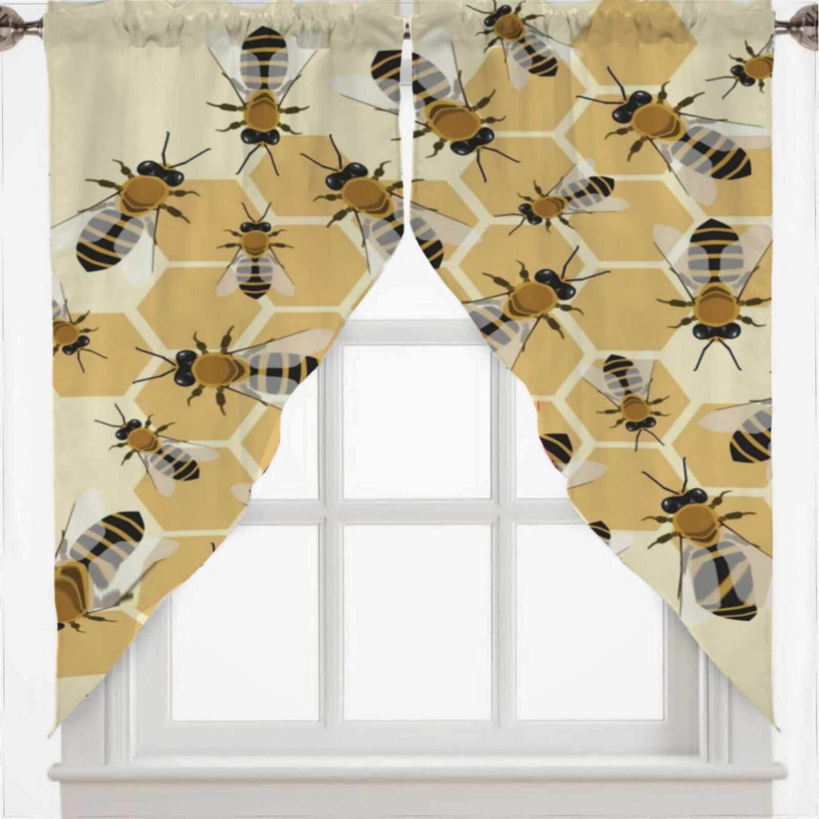 Honey Bee Bee Honeycomb Pattern Swag Valances For Windows 2 Pack For ...