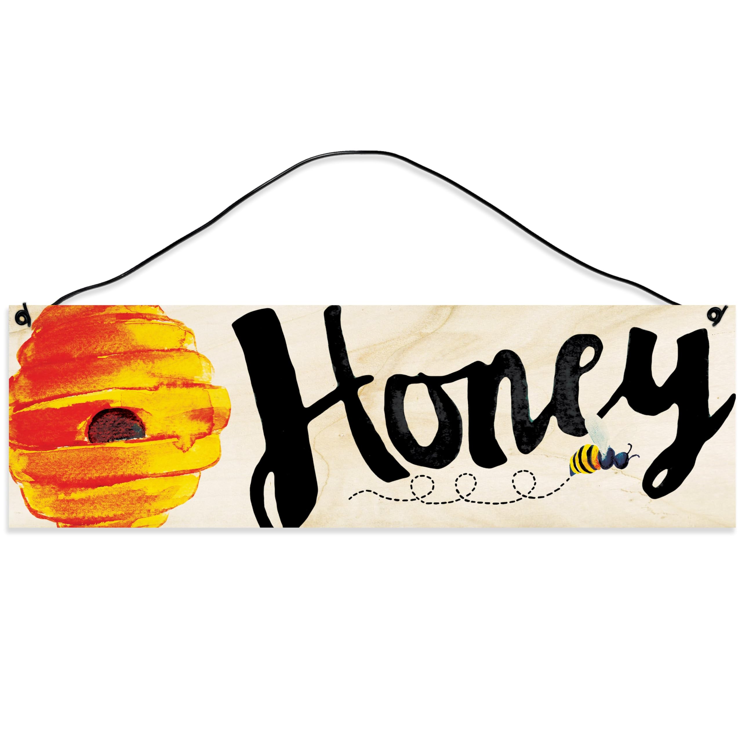 Honey Bee | Handmade | Wood Sign | Wire Hanger/Stand | UV Printed ...