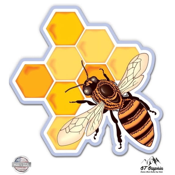 Honey Bee Honey Comb - 12" Vinyl Sticker Waterproof Decal - Walmart.com