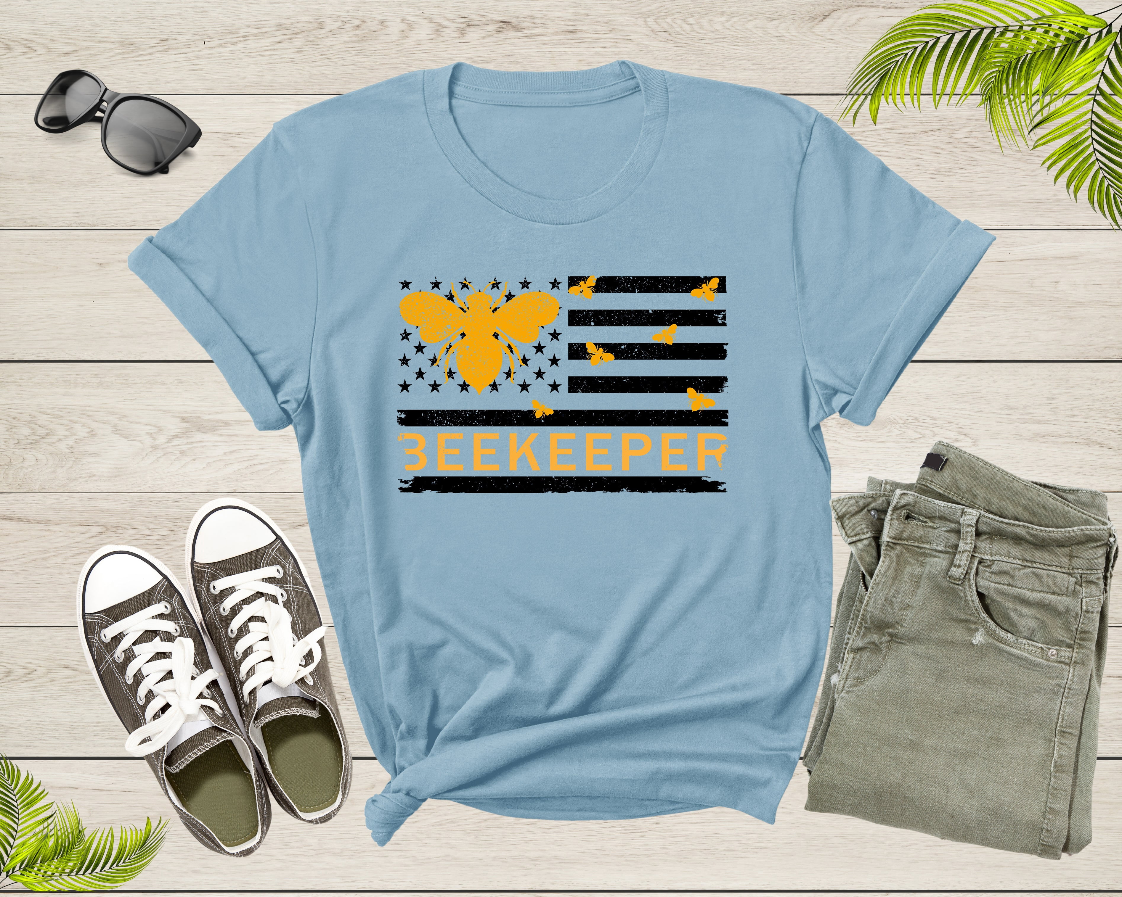 Honey Bee Lover Flag Gift for Beekeepers Bumblebee Birthday T-Shirt ...