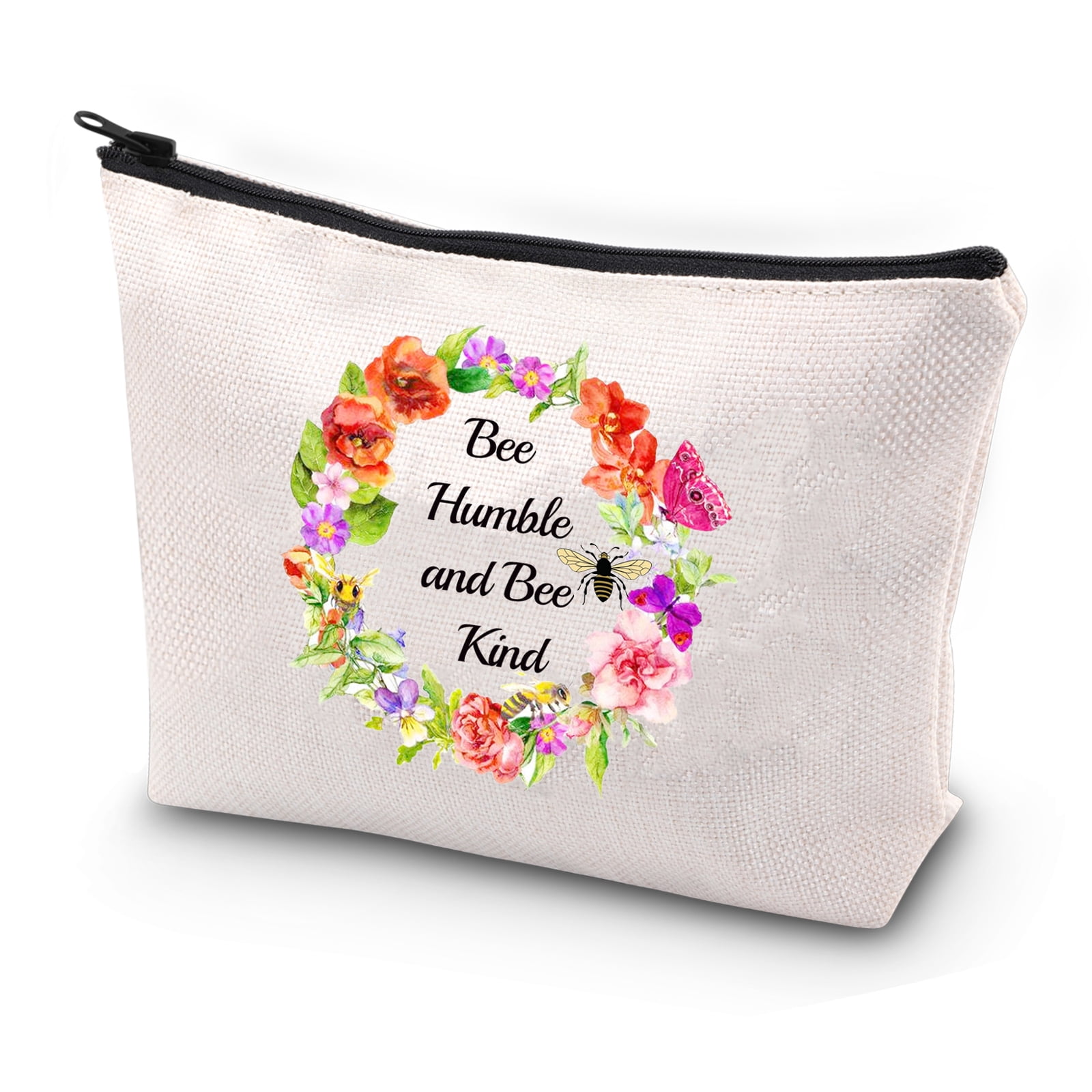 Honey Bee Makeup Bag with Inspirational Quote Bee Humble and Bee Kind ...