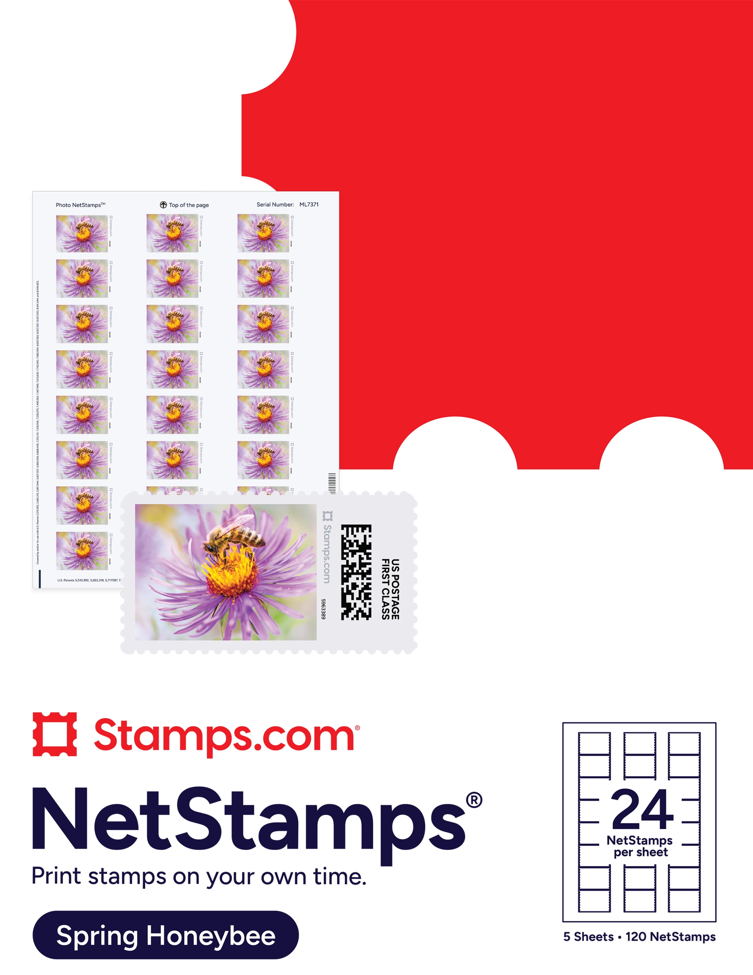 Honey Bee NetStamps 120 ct - Blank Postage Labels - NOT Forever Stamps ...