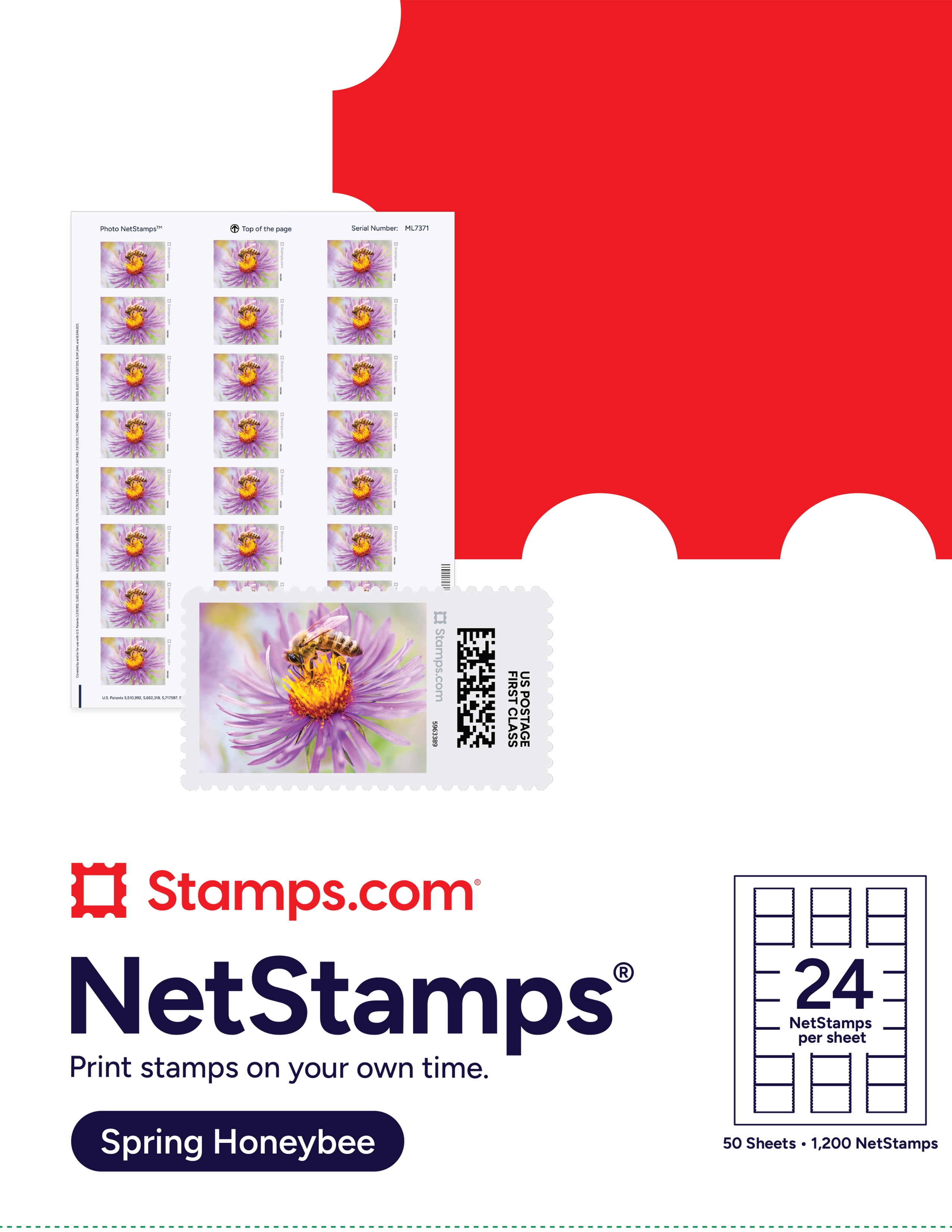 Honey Bee NetStamps 1200 ct - Blank Postage Labels - NOT Forever Stamps ...