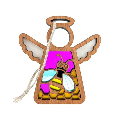 Honey Bee Ornament with Honeycomb Motif Design - Magenta Pink Angel ...