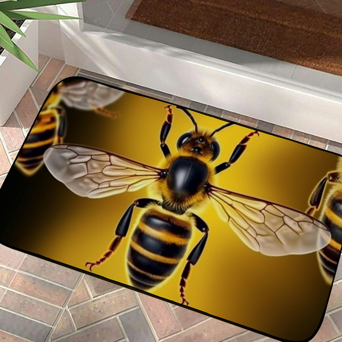 Honey-Bee Print Doormat,Entry Mat/Garage, Patio Entrance Mat/Welcome ...
