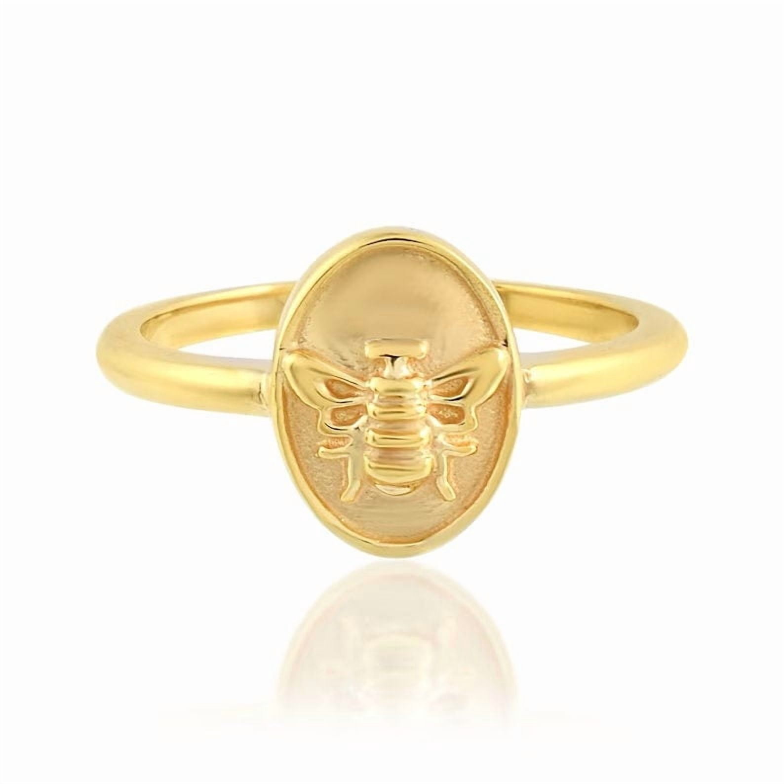 Honey Bee Signet Ring - Silver Bee Ring - Bee Signet Gold Ring ...