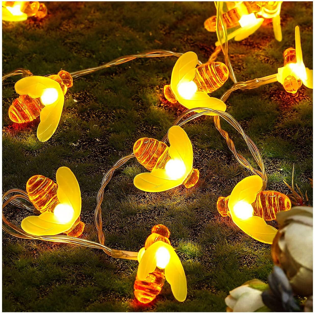 Honey Bee String Lights, 10FT 20 LED Bee String Light Battery Operated ...