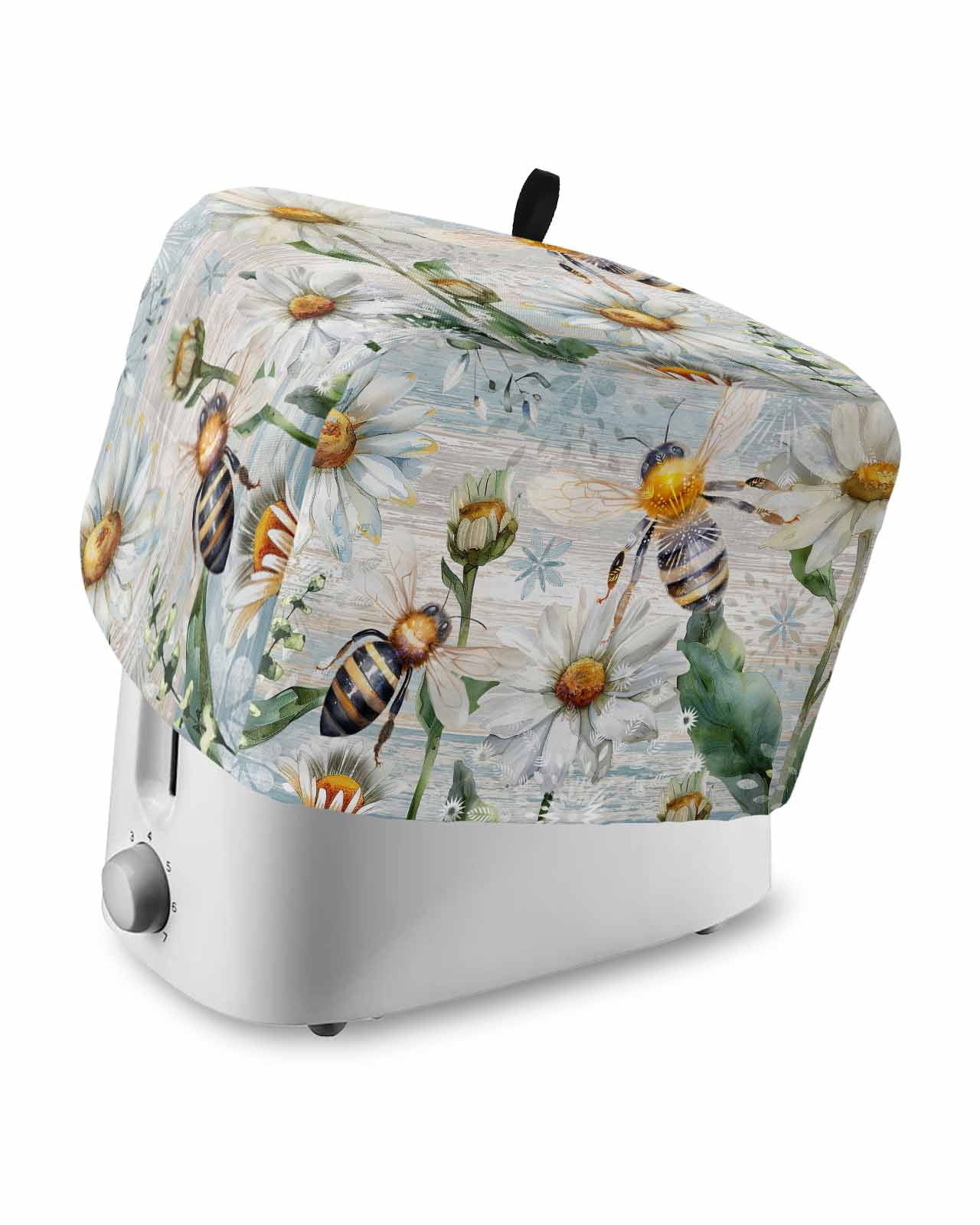Honey Bee Toaster Cover 4 Slice, Plant Daisy Flowers Retro Blue Wood ...