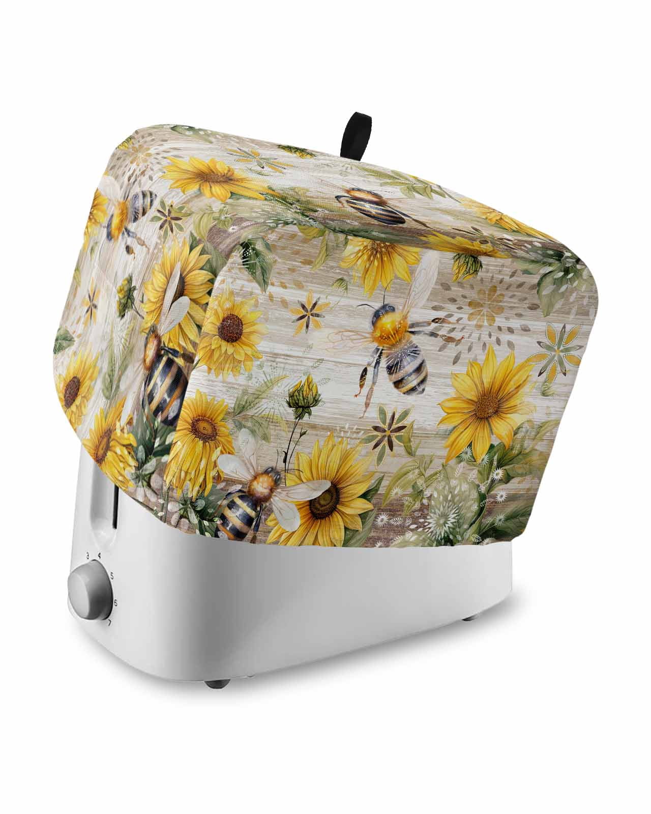 Honey Bee Toaster Cover 4 Slice, Plant Sunflower Retro Blue Wood Grain ...