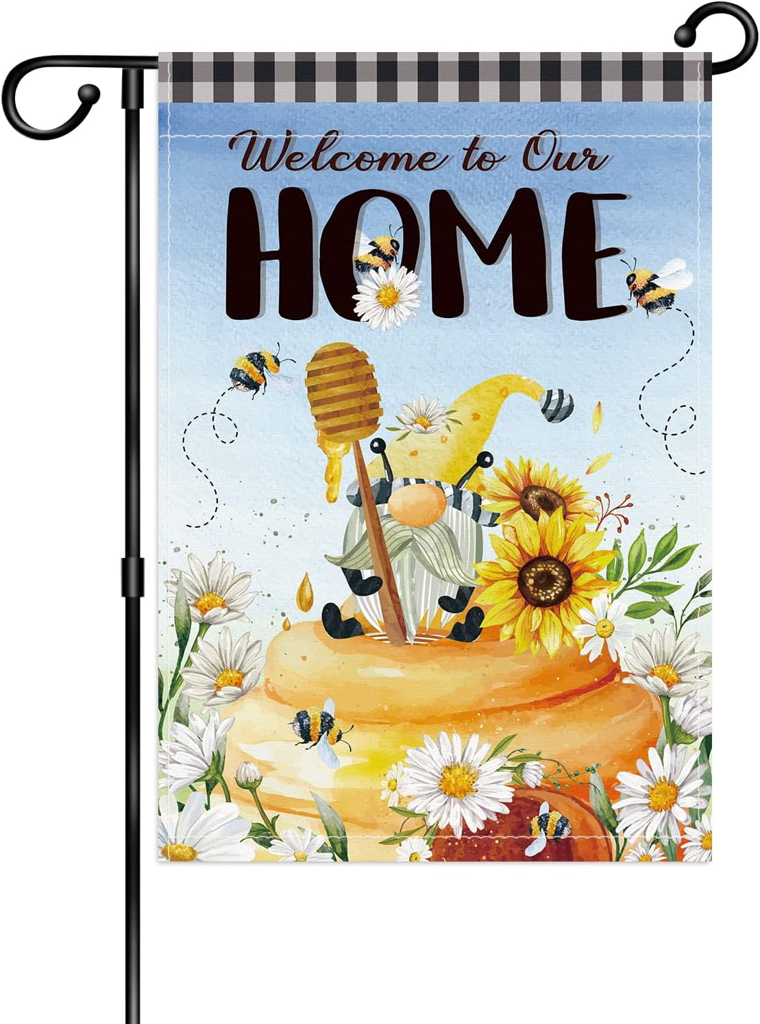 Honey Bee Welcome to Our Home Garden Flag, Sunflower Daisy Yard Sign ...