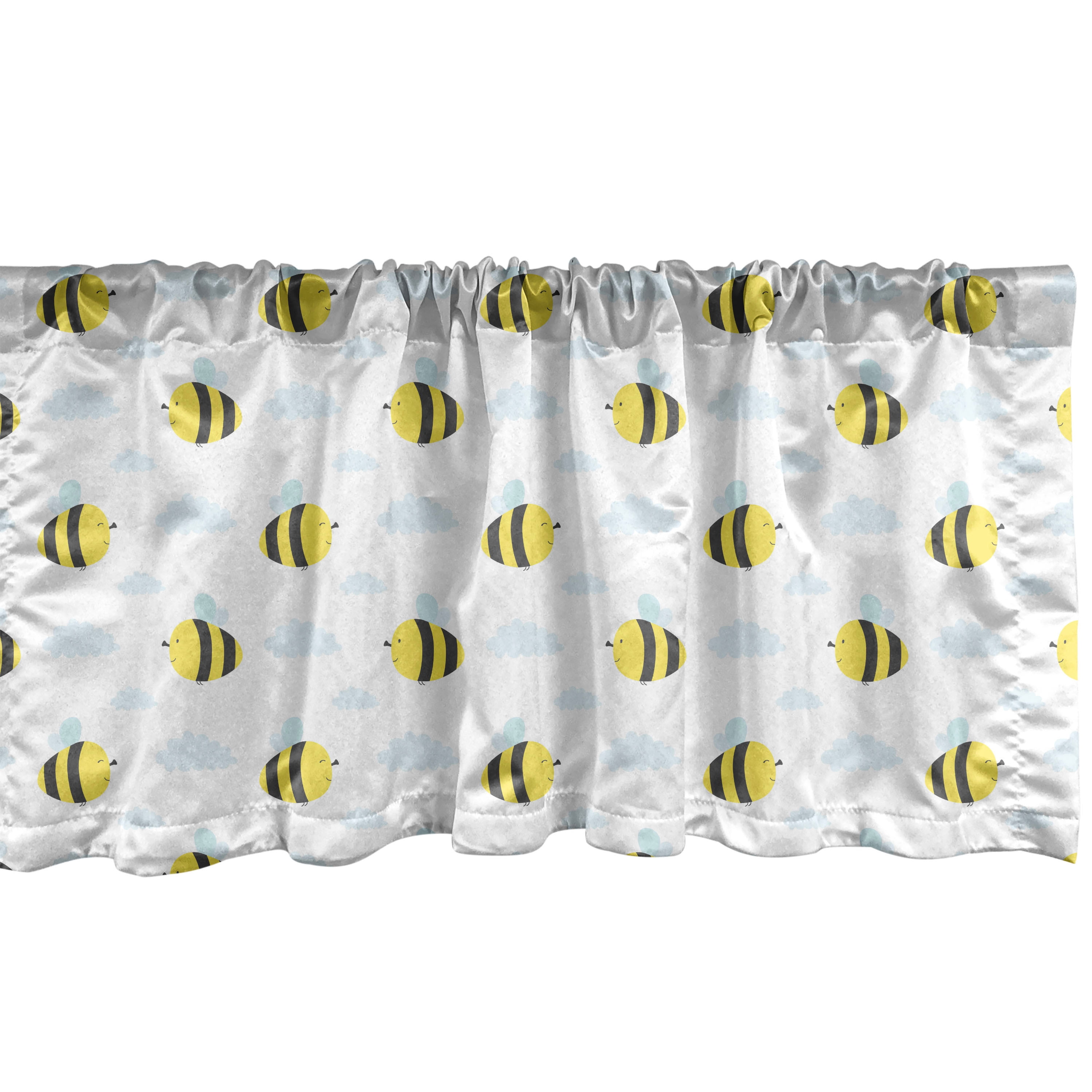Honey Bee Window Valance Pack of 2, Repeating of Clouds and Stinging ...
