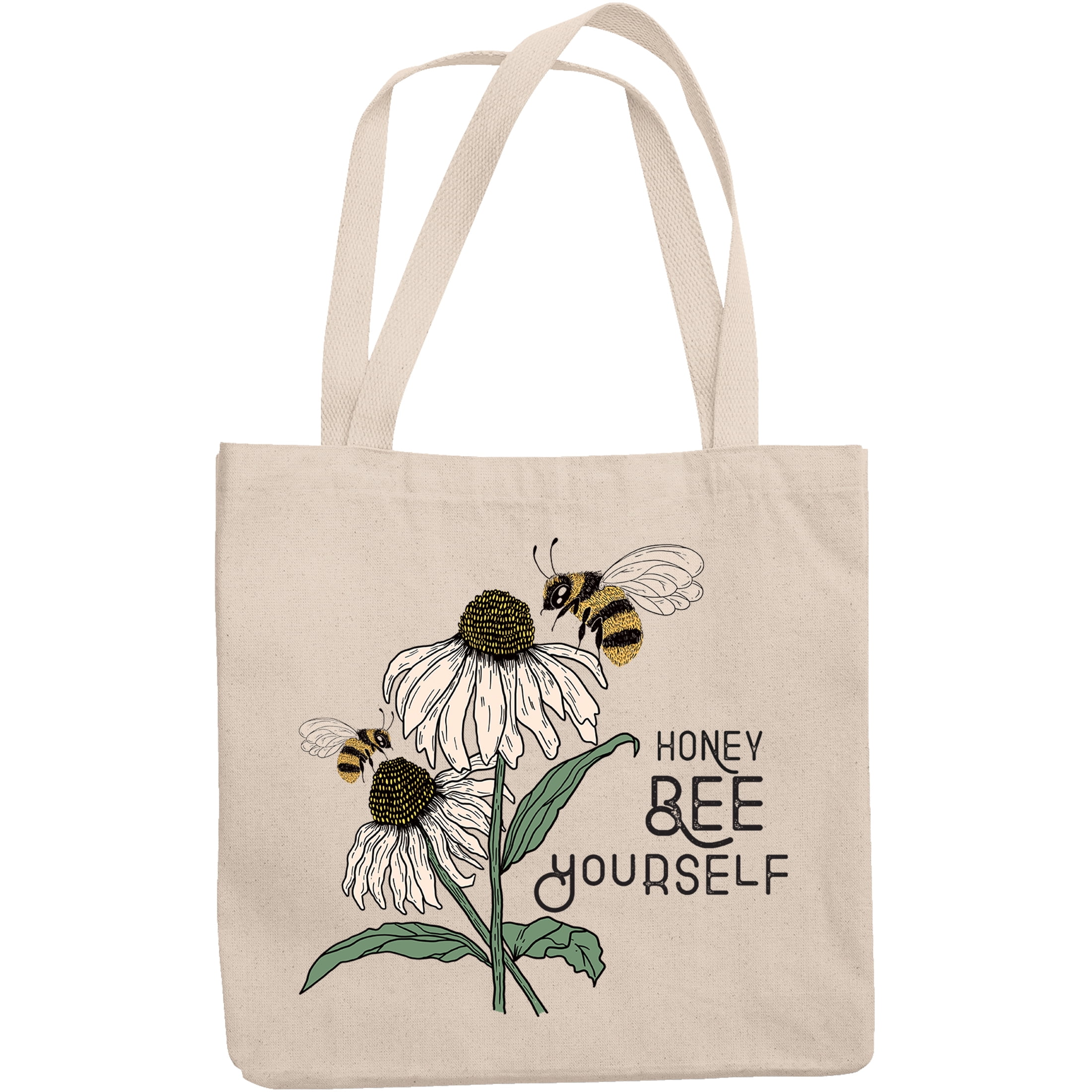 Honey Bee Yourself with Bees & Daisies Art Merch Gift, 12oz Canvas Tote ...