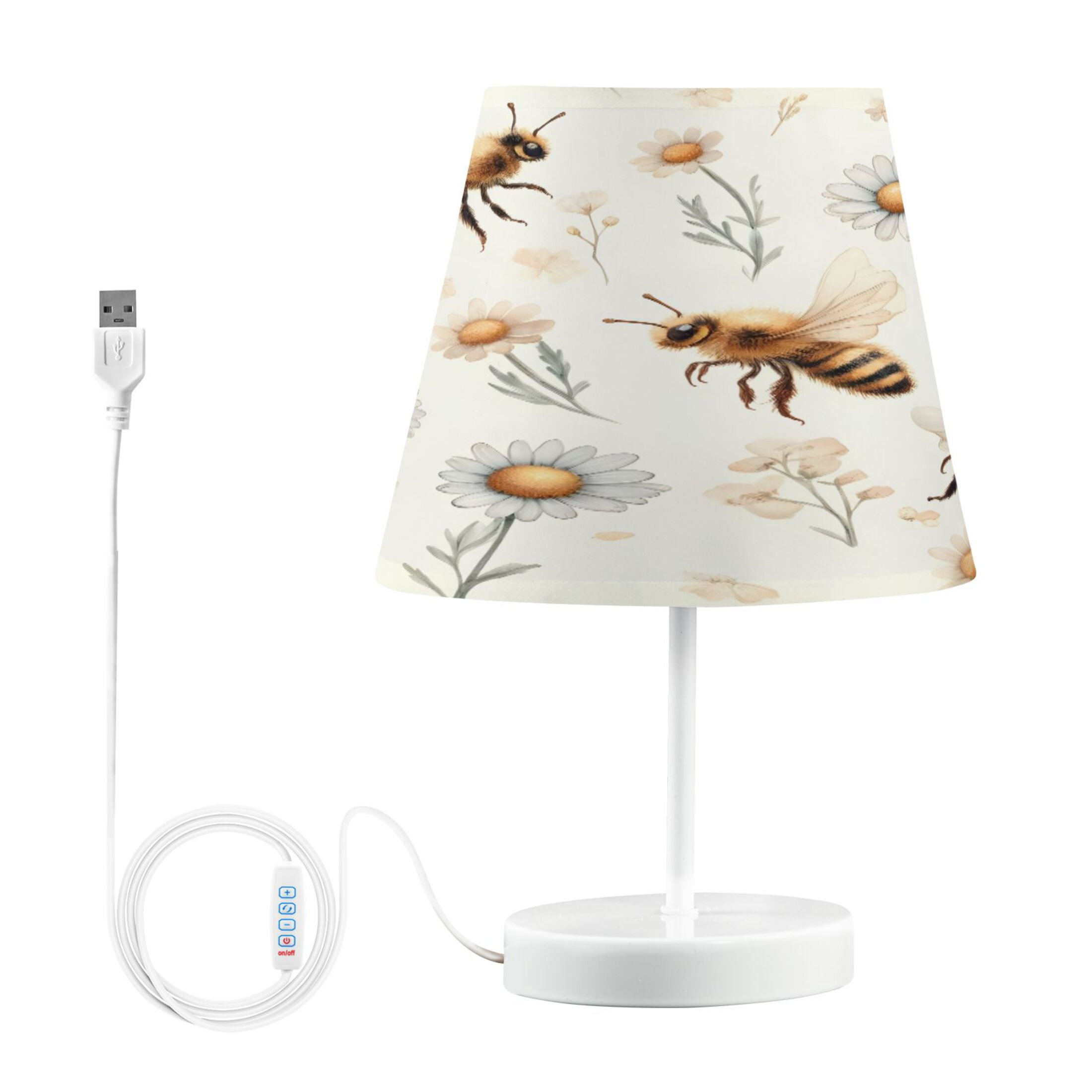 Honey Bee and Daisy Flower Desk Lamp LED Table Nightstand Lamps with 3 ...