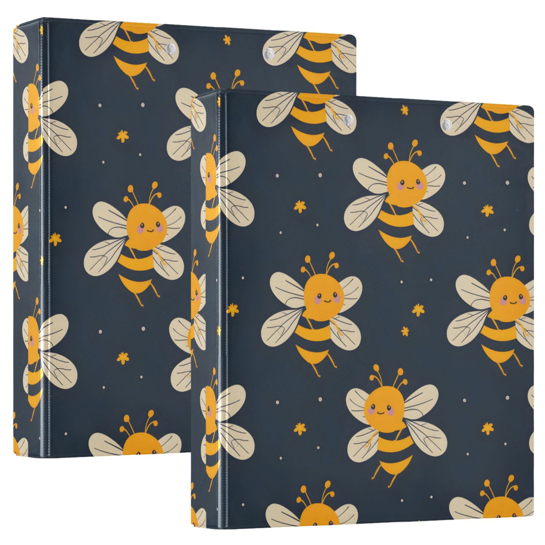 Honey Bee and Star Hardcover 3 Ring Binder 1.5” Round Rings Binder ...