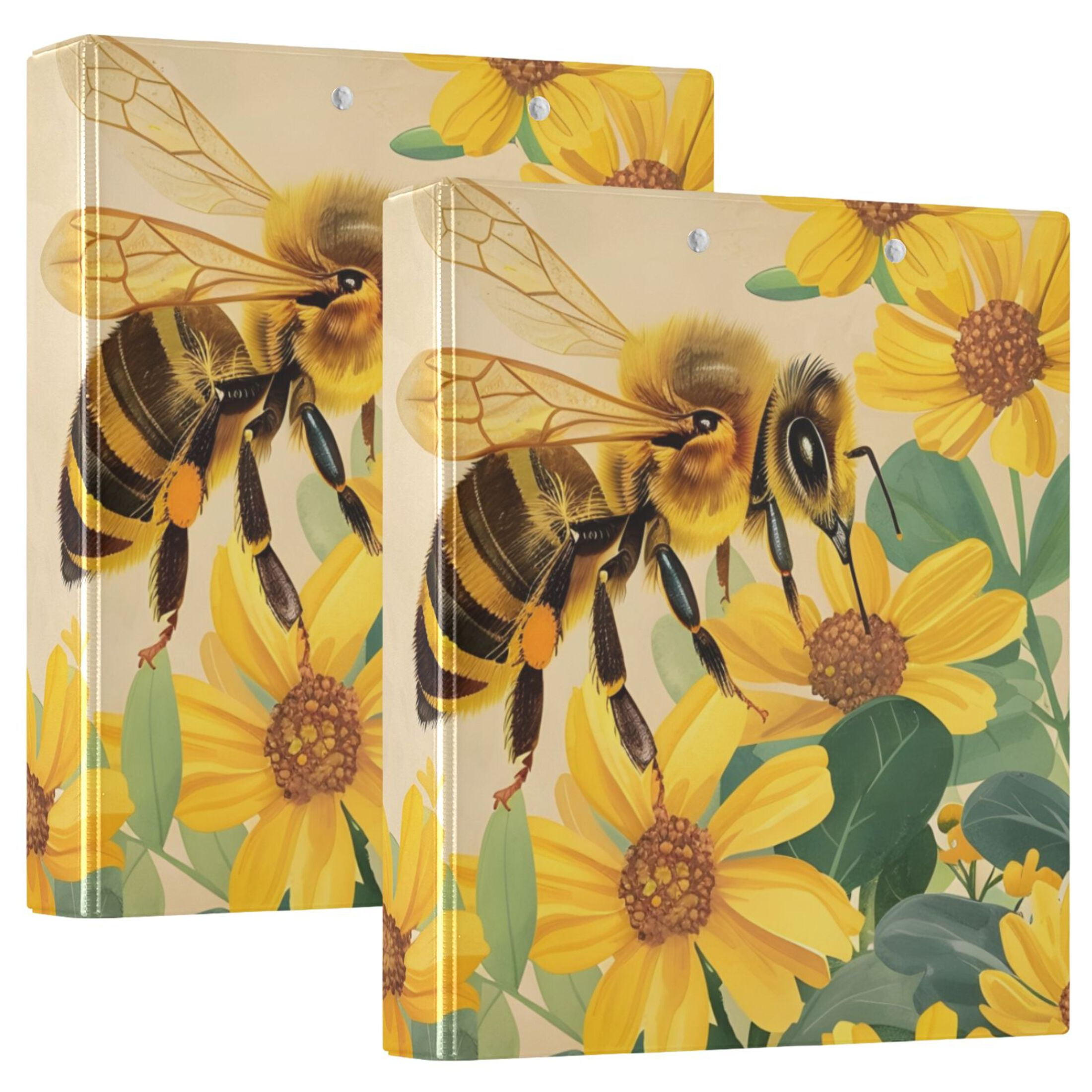 Honey Bee and Sunflower 3 Ring Hardcover Binders 1.5" Round Rings for ...