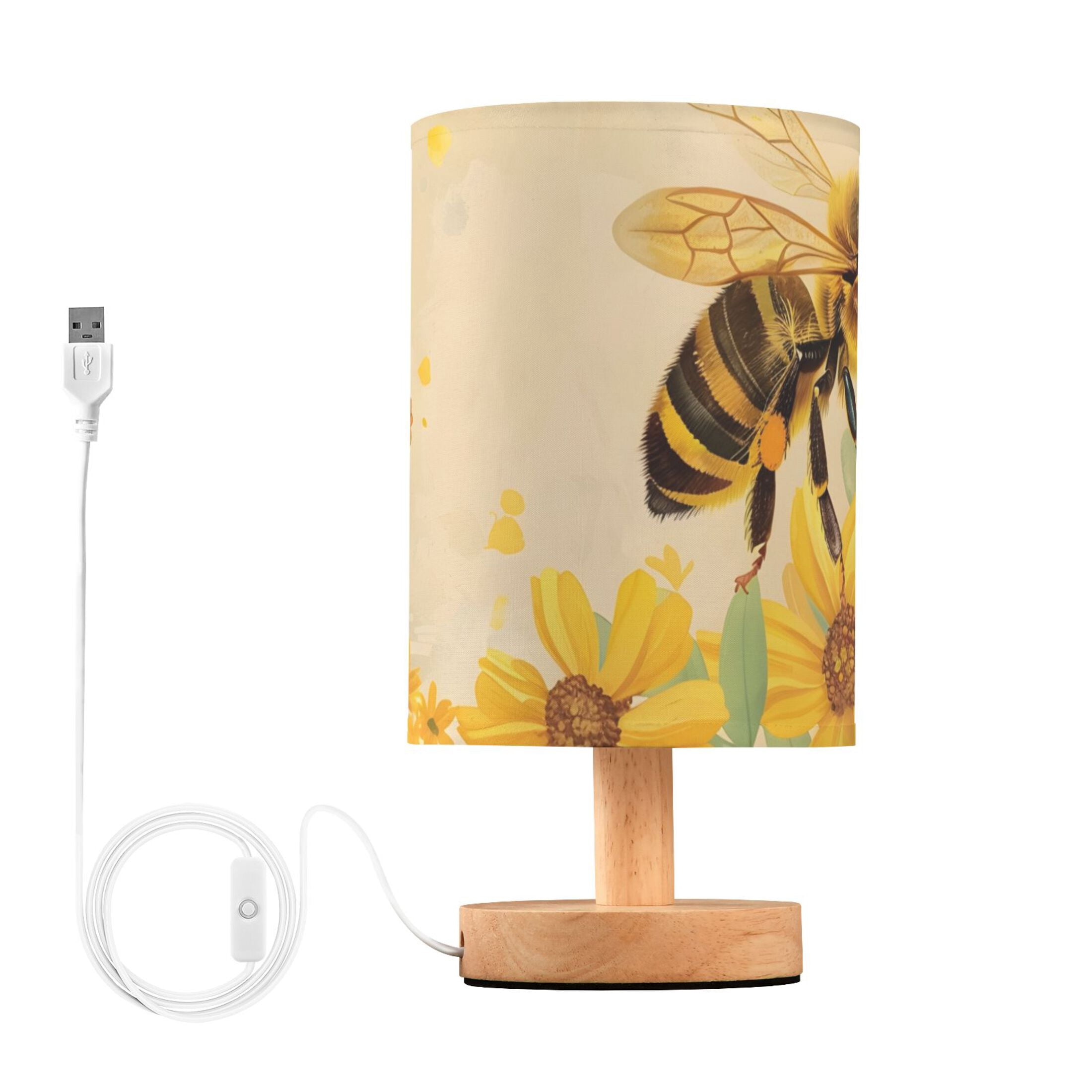 Honey Bee and Sunflower Bedside Desk Lamp LED Table Nightstand Lamps ...