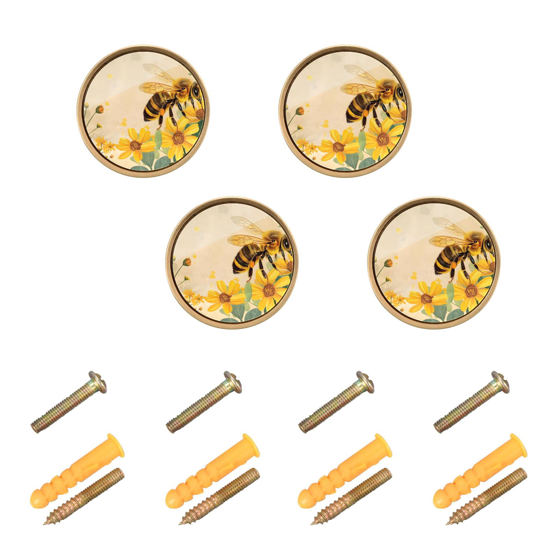 Honey Bee and Sunflower Cabinet Knobs Sets Kitchen Pulls Dresser Drawer ...