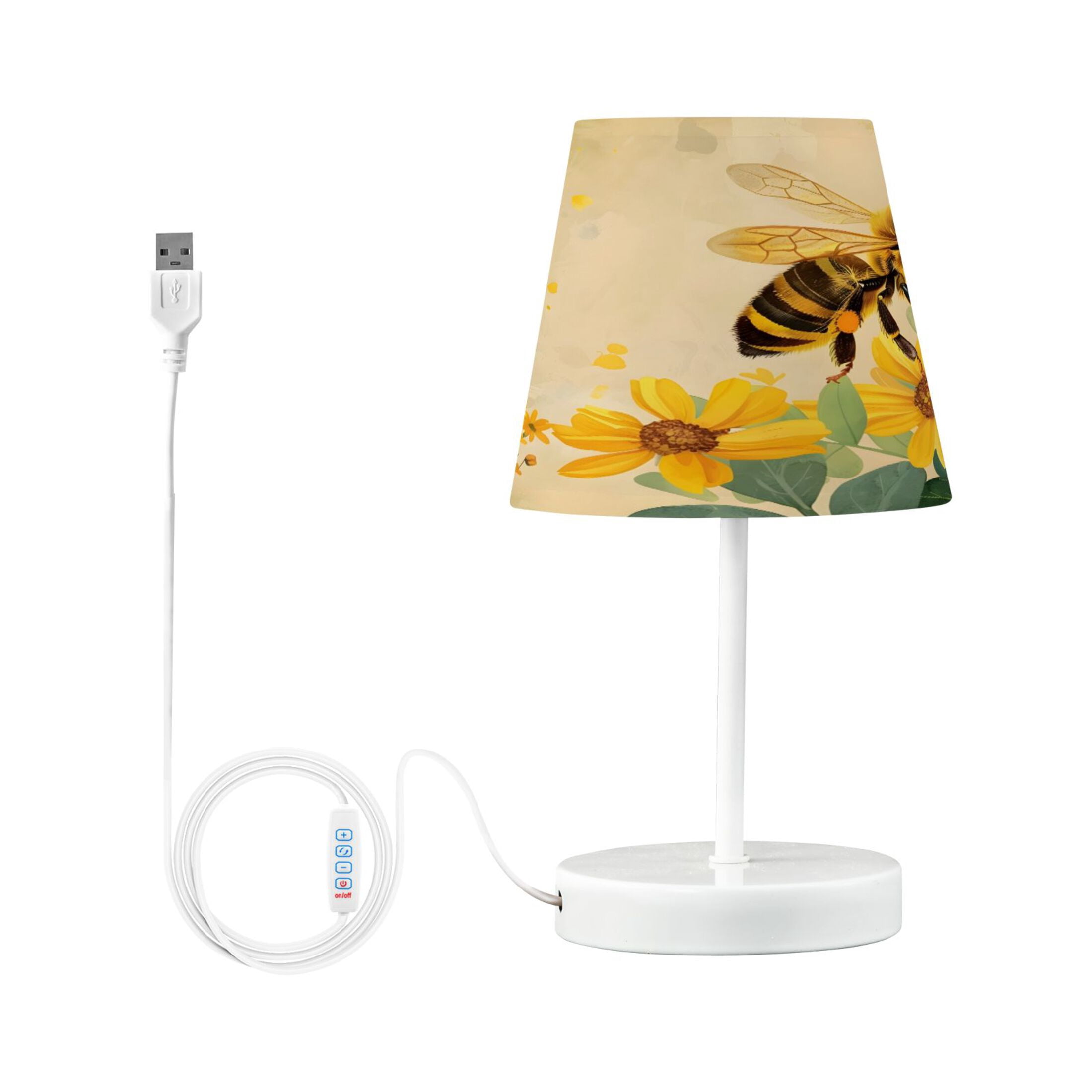 Honey Bee and Sunflower Desk Lamp LED Table Nightstand Lamps with 3 ...