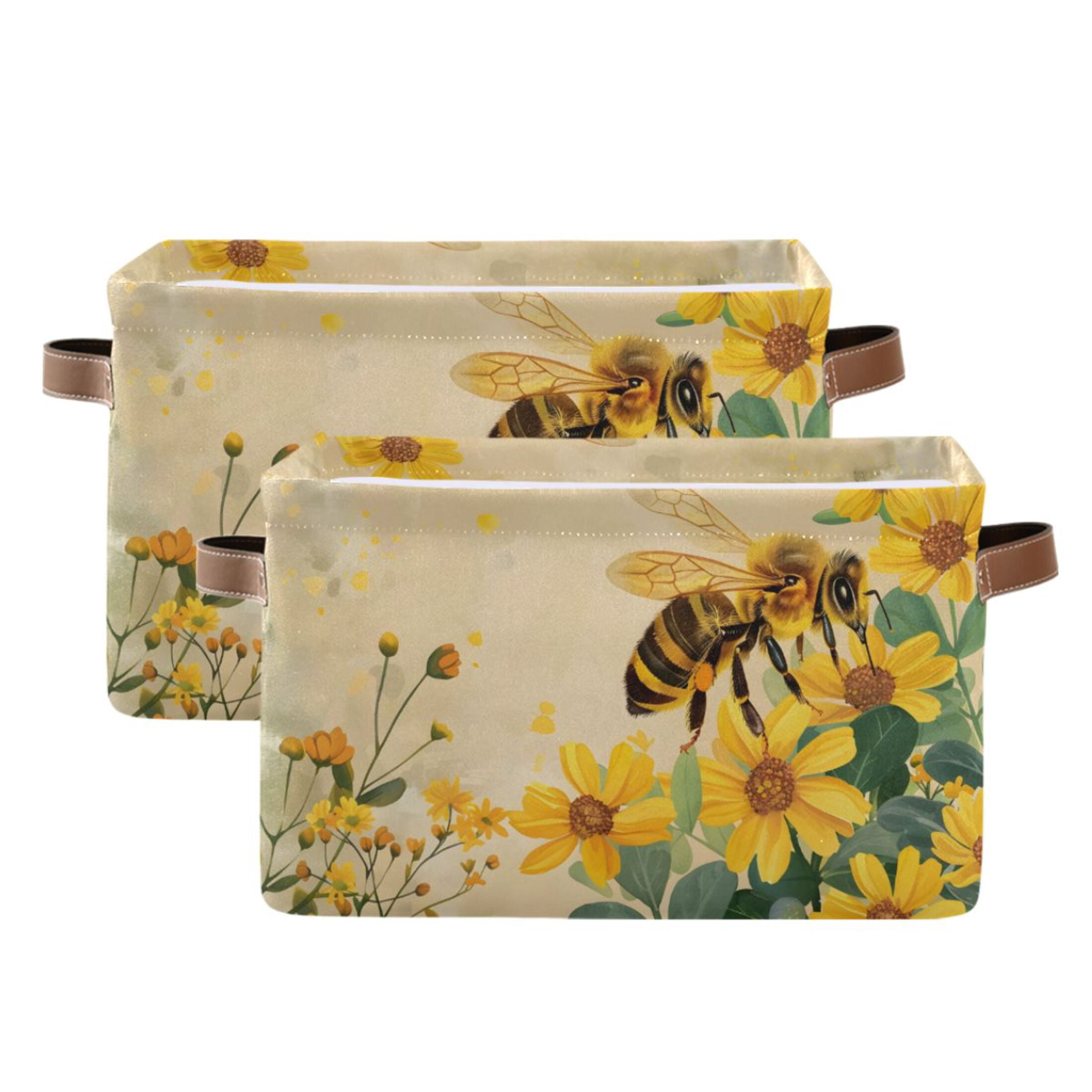 Honey Bee and Sunflower Storage Basket Large Bin Laundry Boxes Toys ...