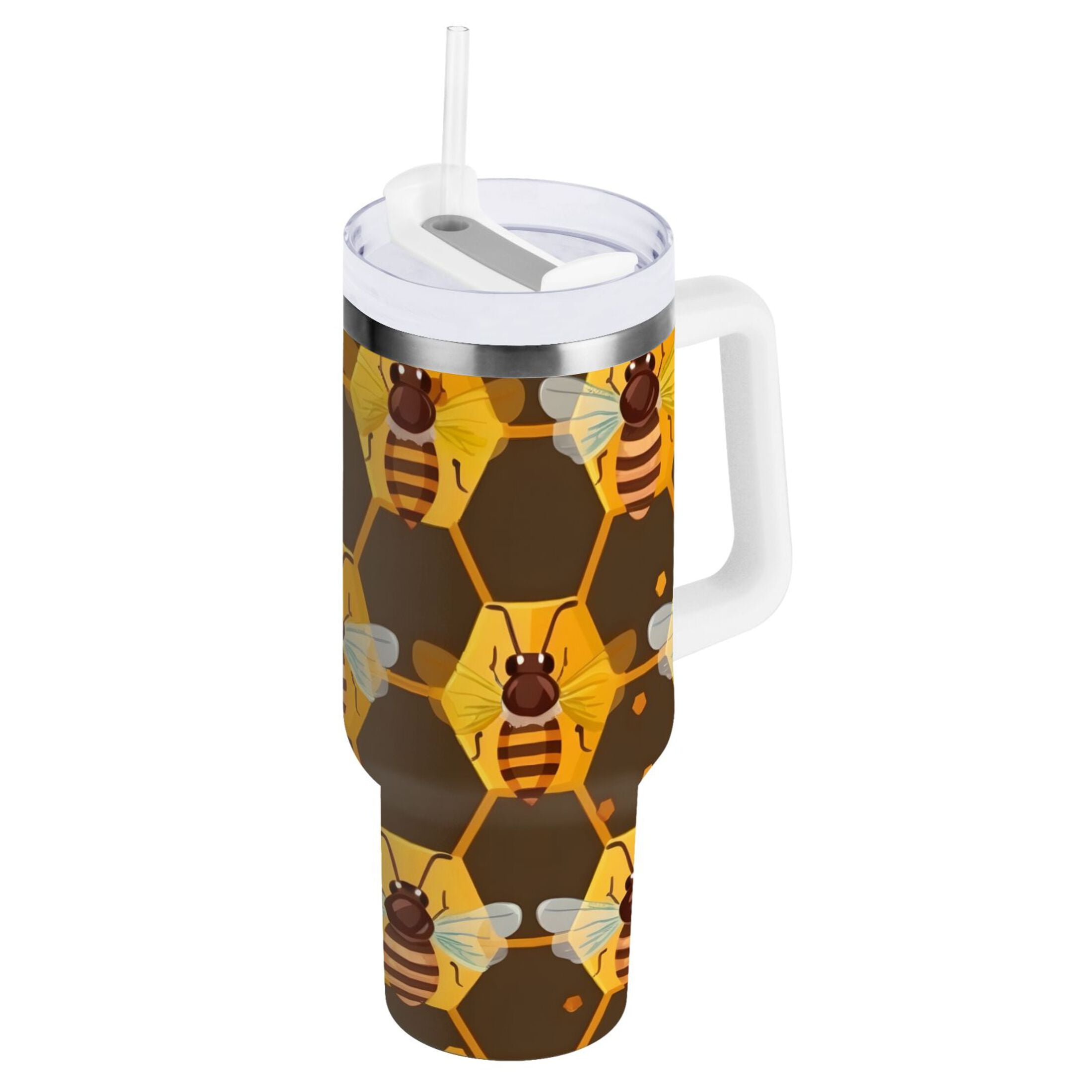 Honey Bee in Honeycomb 30 oz Tumbler with Handle and Straw Lid Vacuum ...
