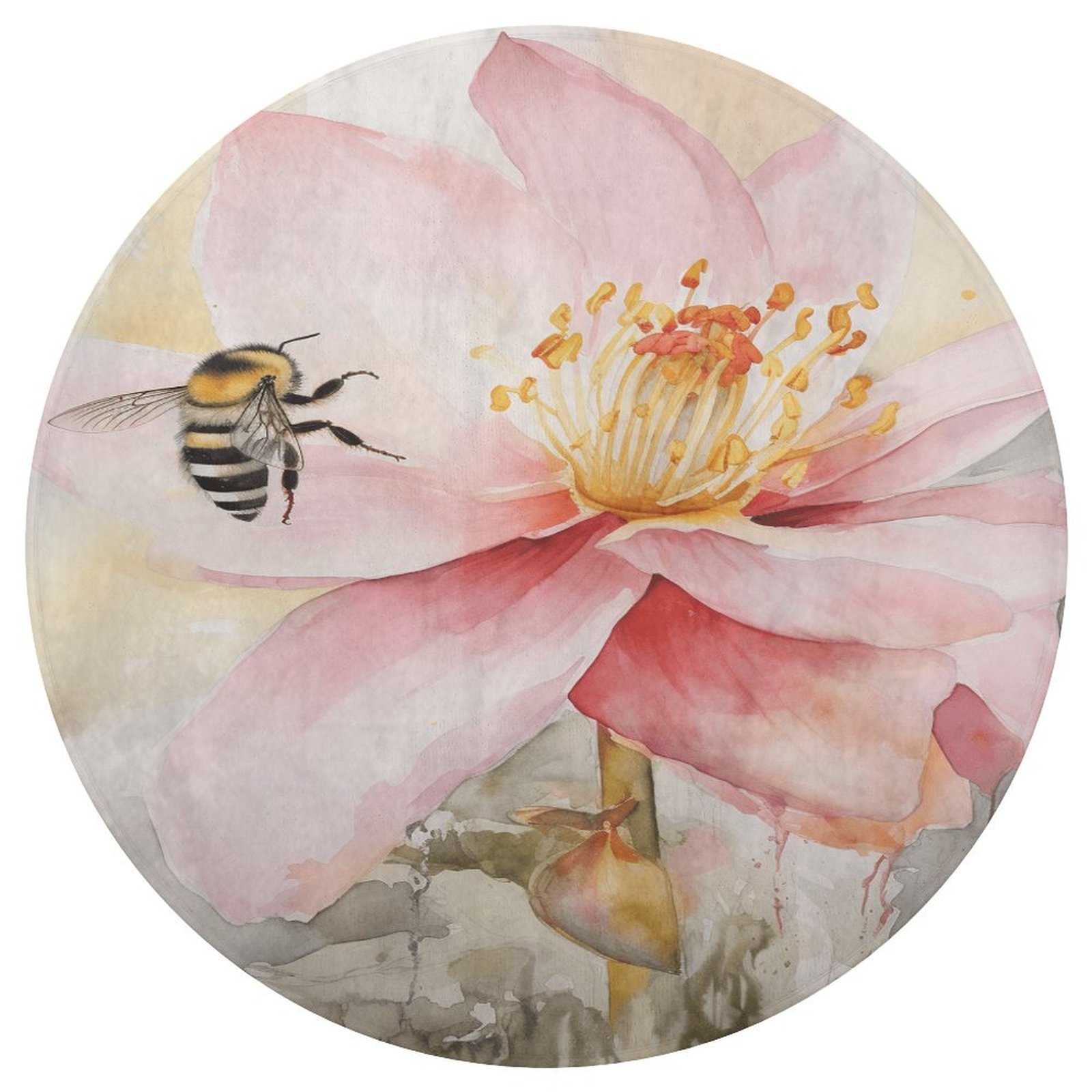 Honey Bees That Collect Nectar Round Area Rug Floor Carpets Washable ...