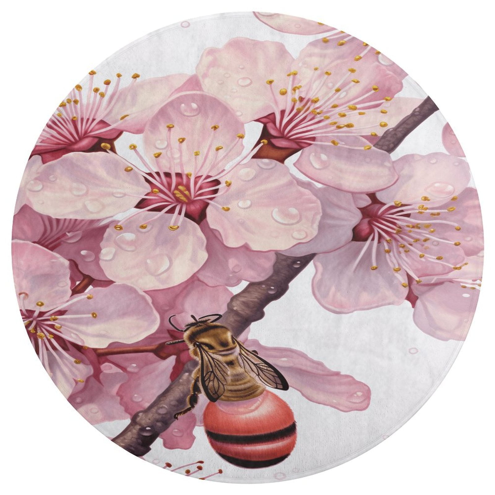 Honey Bees That Collect Nectar Round Area Rug Floor Carpets Washable ...