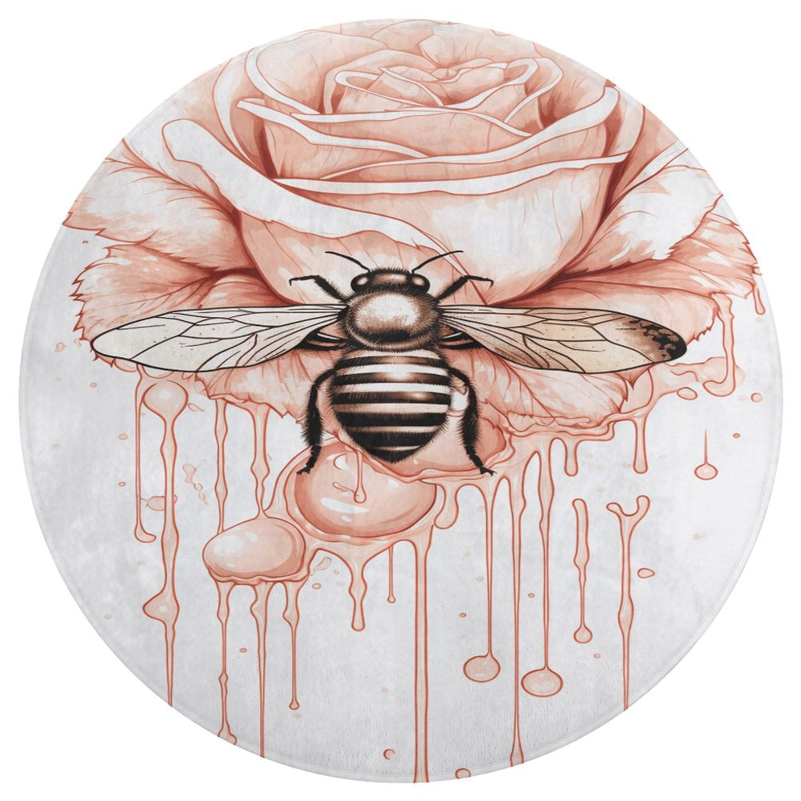 Honey Bees That Collect Nectar Round Area Rug Floor Carpets Washable ...