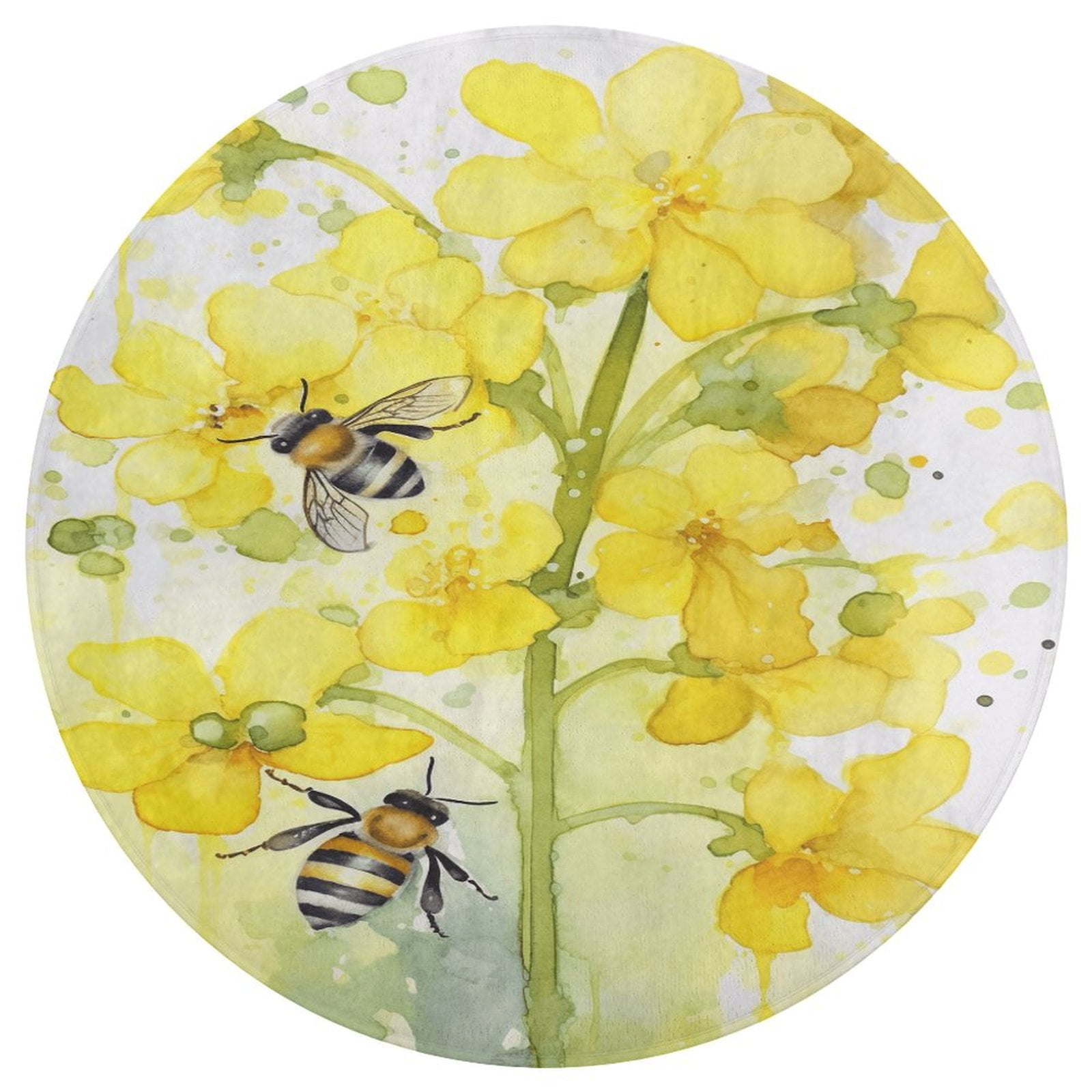 Honey Bees That Collect Nectar Round Area Rug Floor Carpets Washable ...