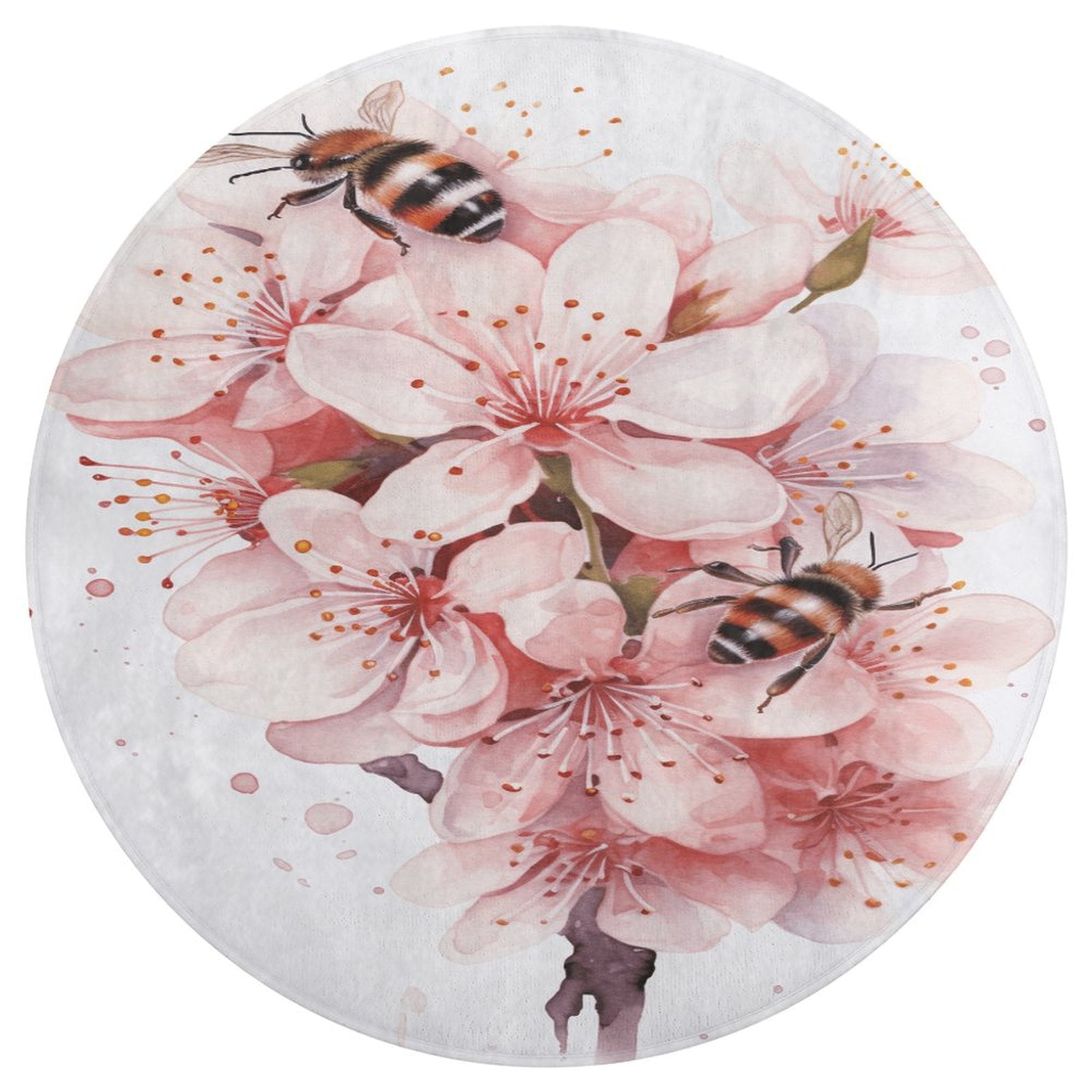Honey Bees That Collect Nectar Round Area Rug Floor Carpets Washable ...