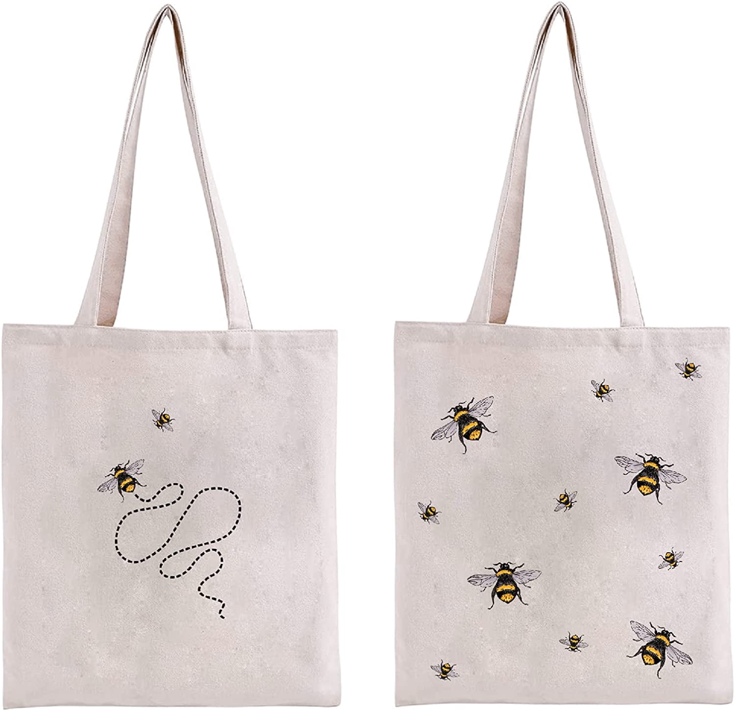 Honey Bees Cotton Canvas Tote Bag Funny Cute Bee Grocery Bag Reusable ...