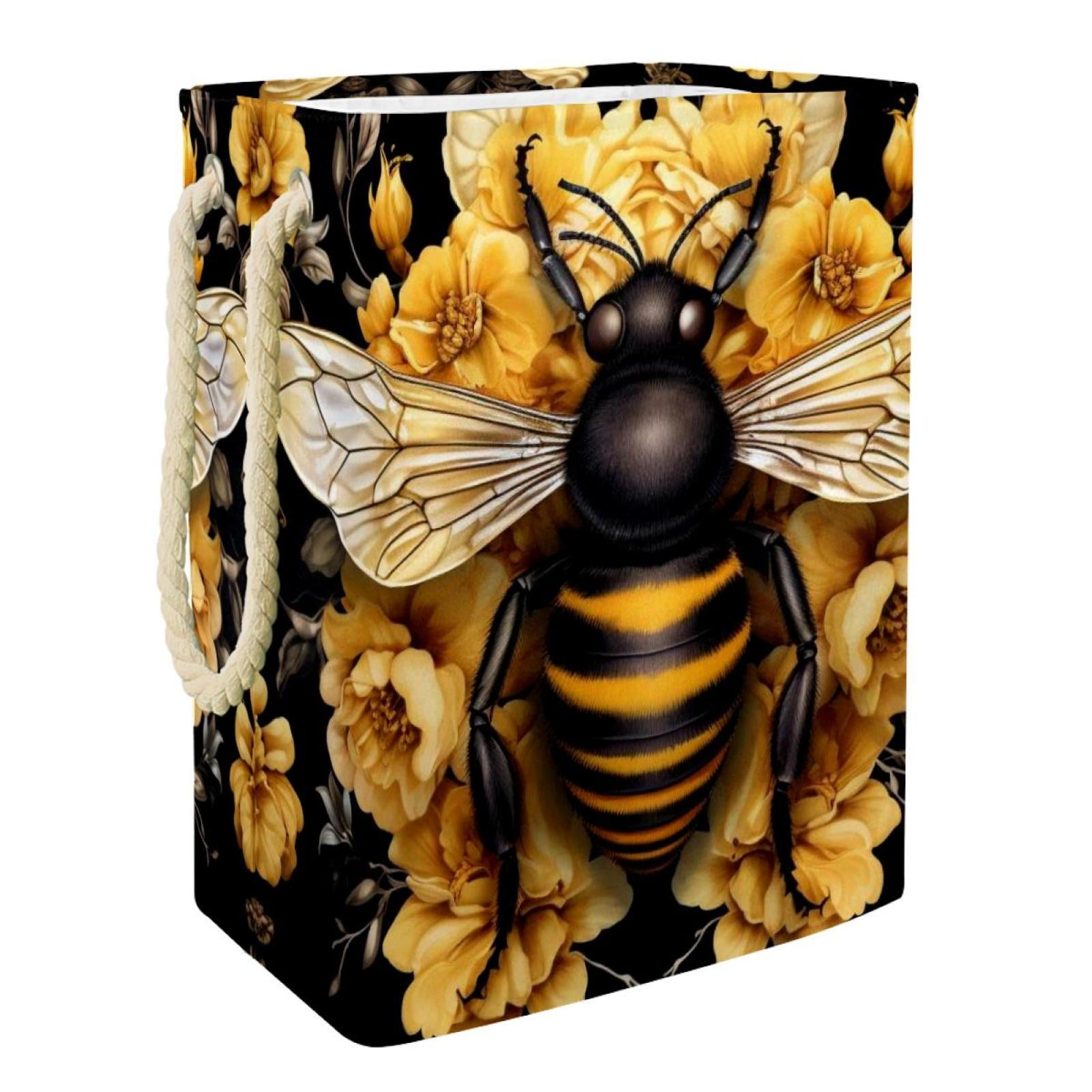 Honey Bees Flying on Blossom Flowers Laundry Hamper, Collapsible ...