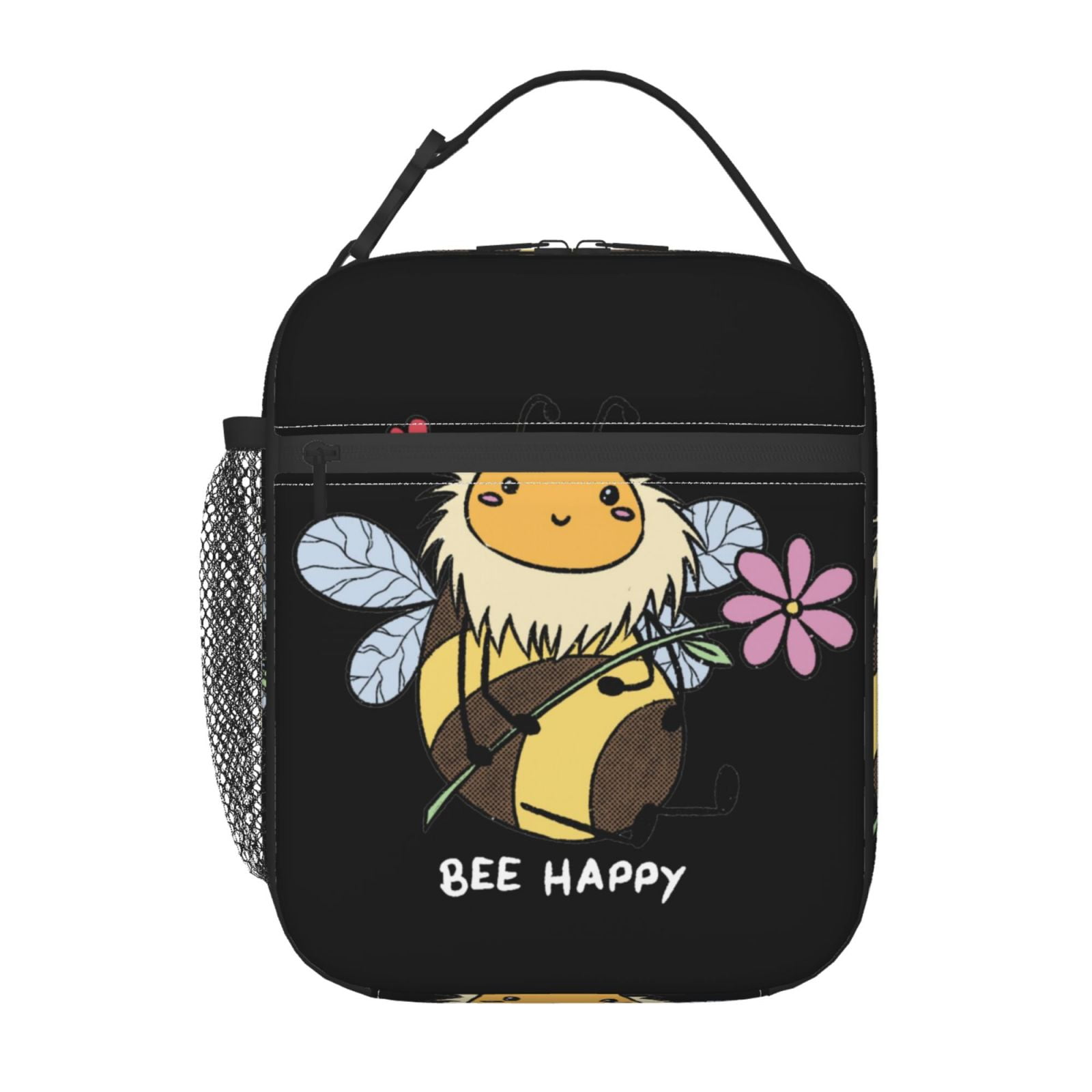 Honey Bees Insulated Lunch Bag Lunch Box for Women Men Black Lunch Pail ...